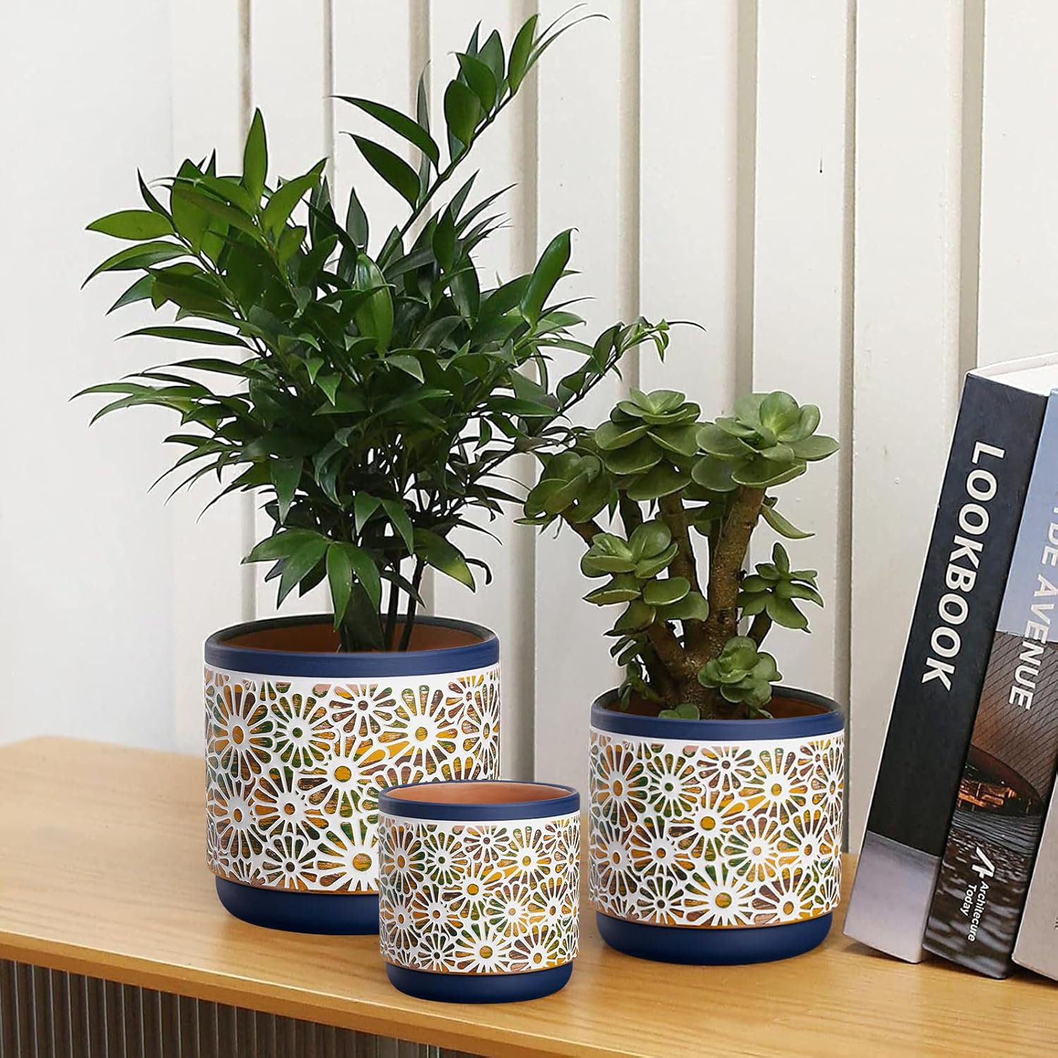Lark Manor™ 3 Pieces Ceramic Flower Pots, 5.7/4.7/3.5/inch Flower Pots ...