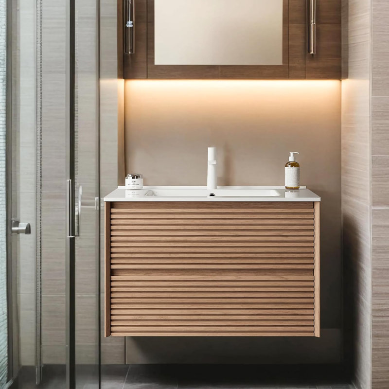 Latitude Run® 30" Floating Bathroom Vanity with Sink, Ceramic ...