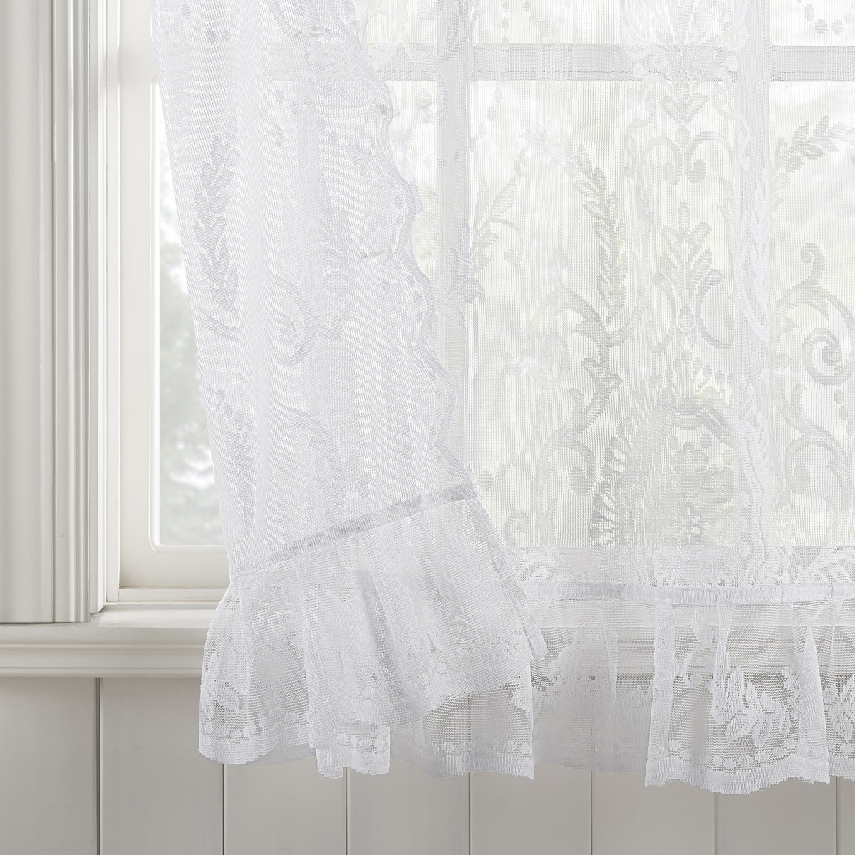 Ophelia & Co. Dakarai Floral Lace Sheer Rod Pocket Window Tie-up Shade ...