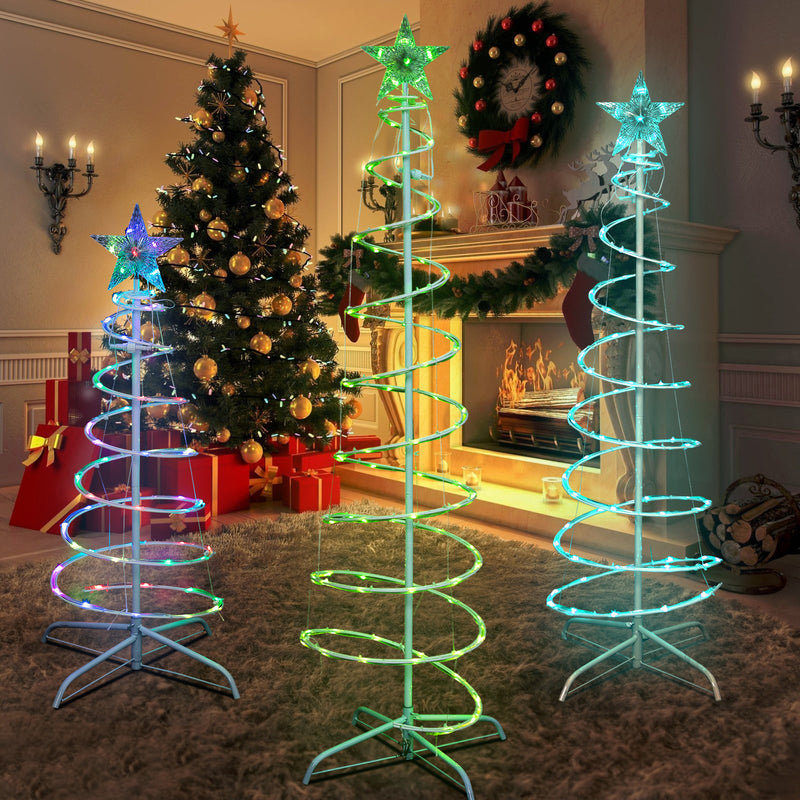 The Holiday Aisle® 3 Packs LED RGB Spiral Christmas Tree with Remote ...