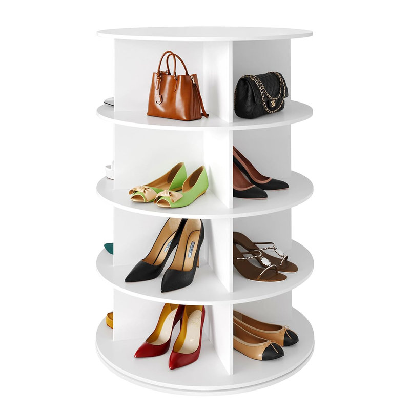 Kiflic 4 Tier Shoe Rack Tower, Revolving 360 Shoe Rack Storage Round ...