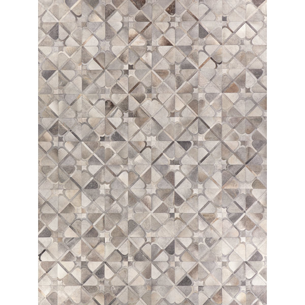 Exquisite Rugs Natural Hide Cowhide Geometric Area Rug in Gray | Perigold