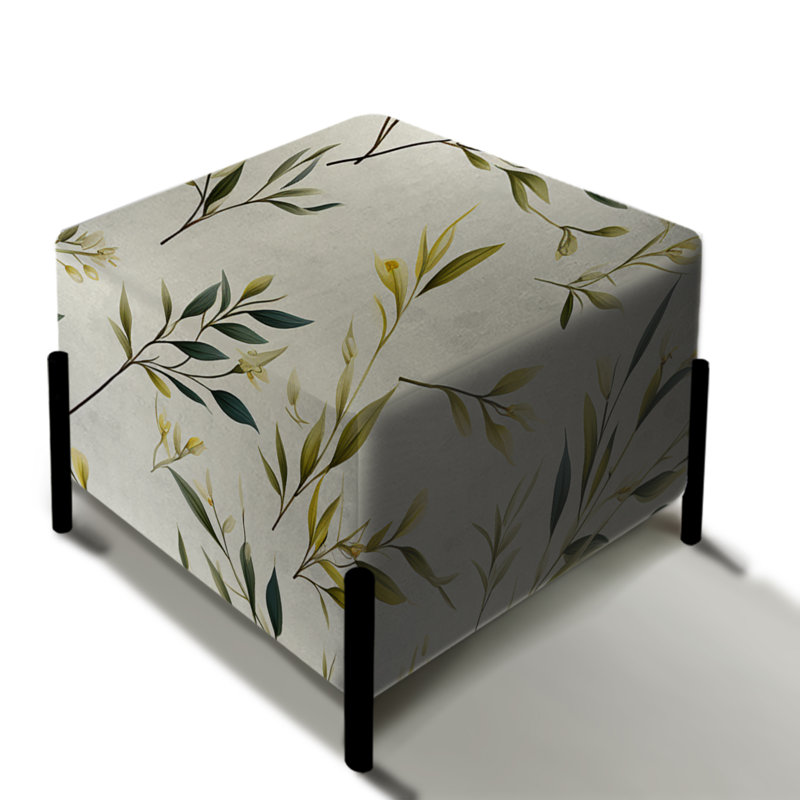 Design Art Zen Leaves - Plants Square Ottoman | Wayfair
