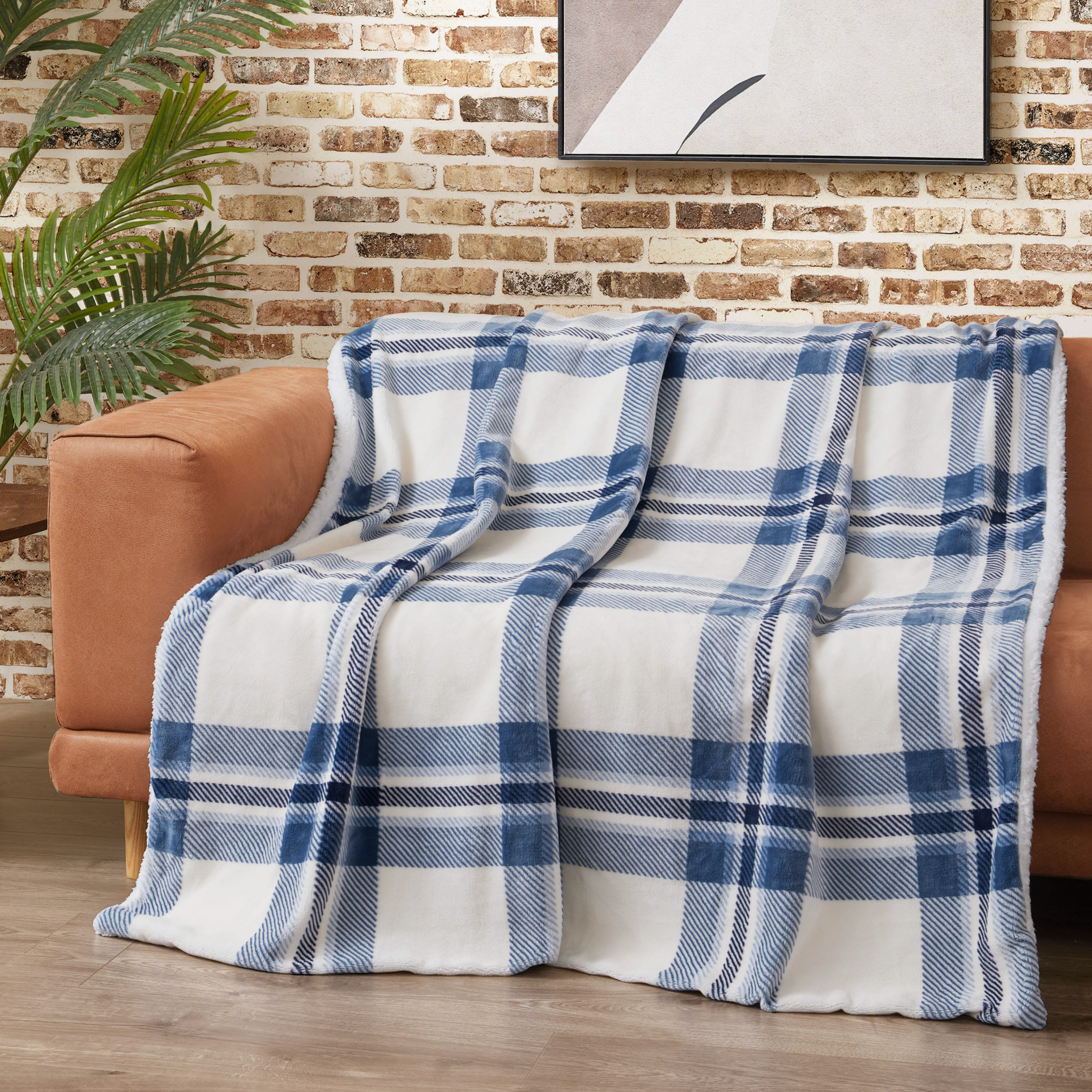 Lucky Brand Sunset Plaid Blankets Plush Sherpa & Reviews | Wayfair