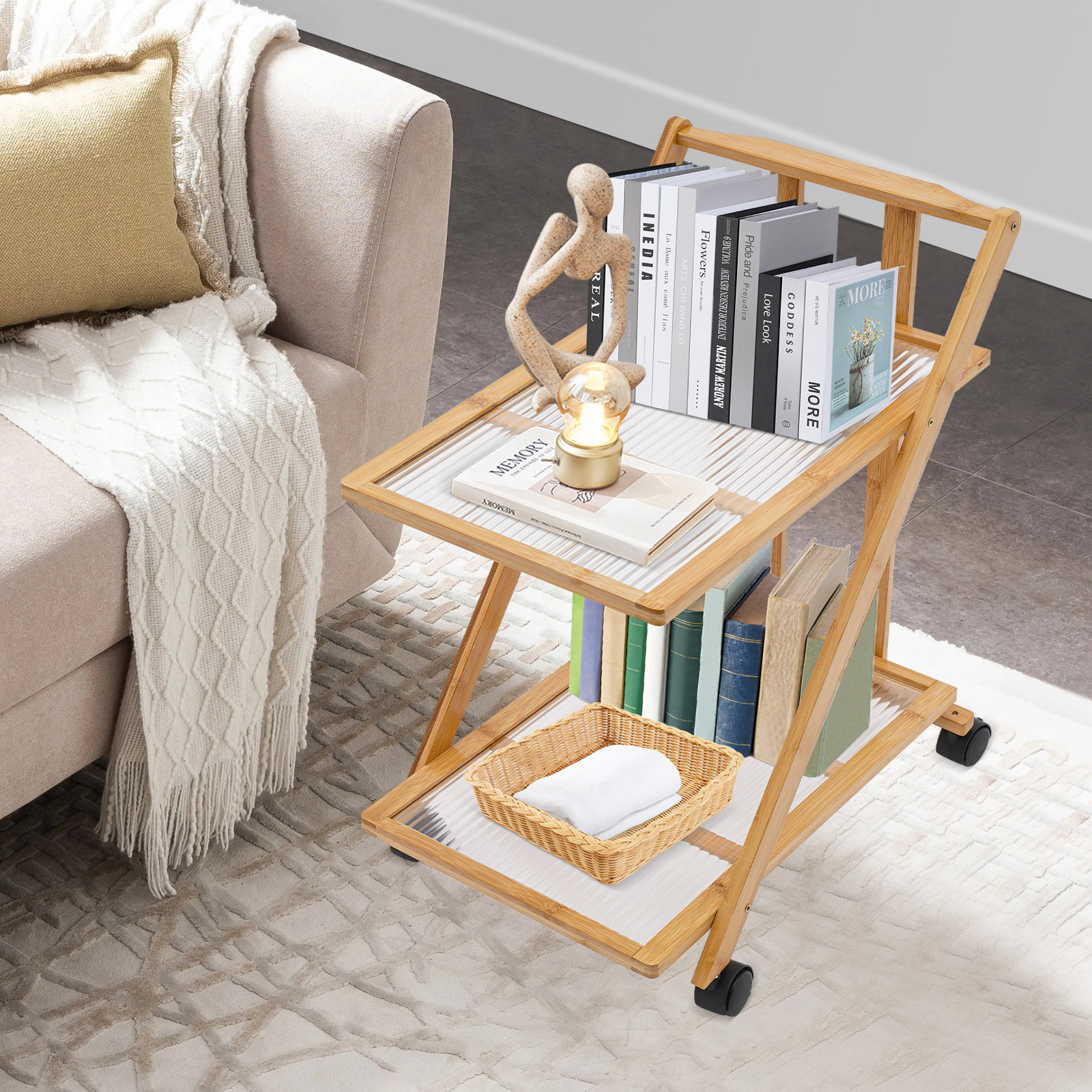 Ebern Designs 2 Tier Foldable Storage Rack Removable Floor Storage Rack ...