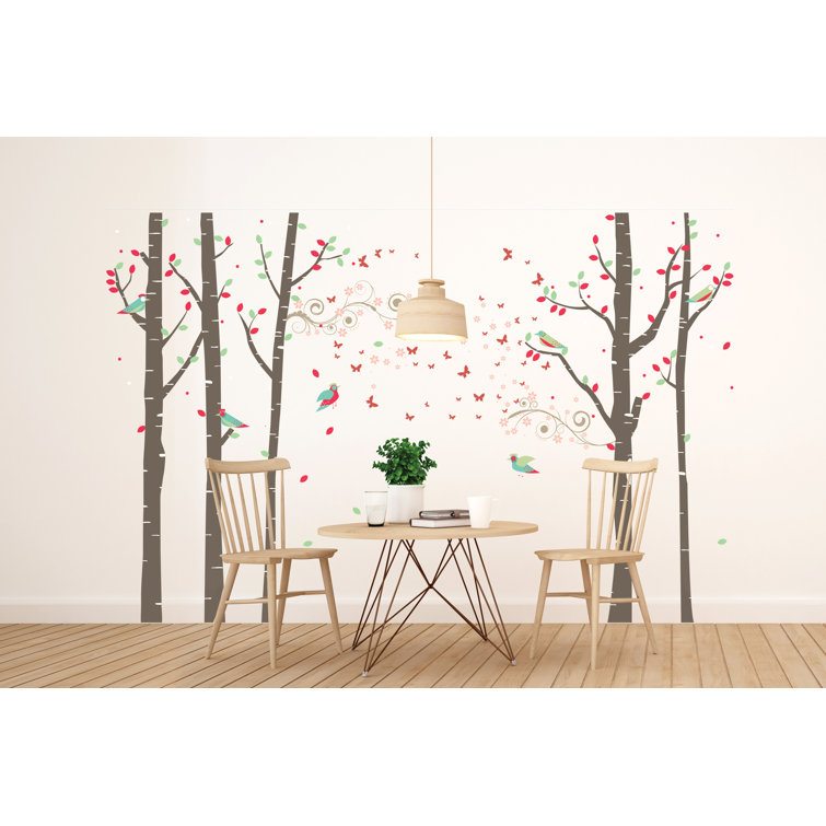 Zoomie Kids Spring Birch Forest Wall Decal | Wayfair