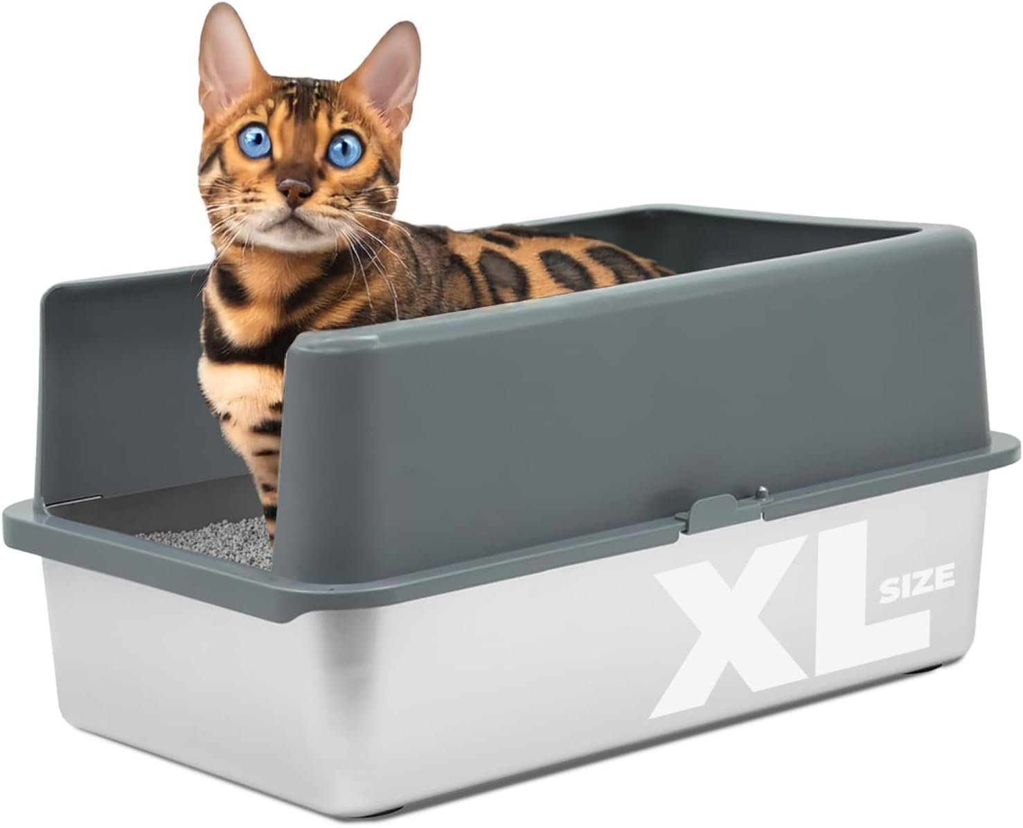 Latitude Run® Stainless Steel Cat Litter Box with Enclosure - High ...