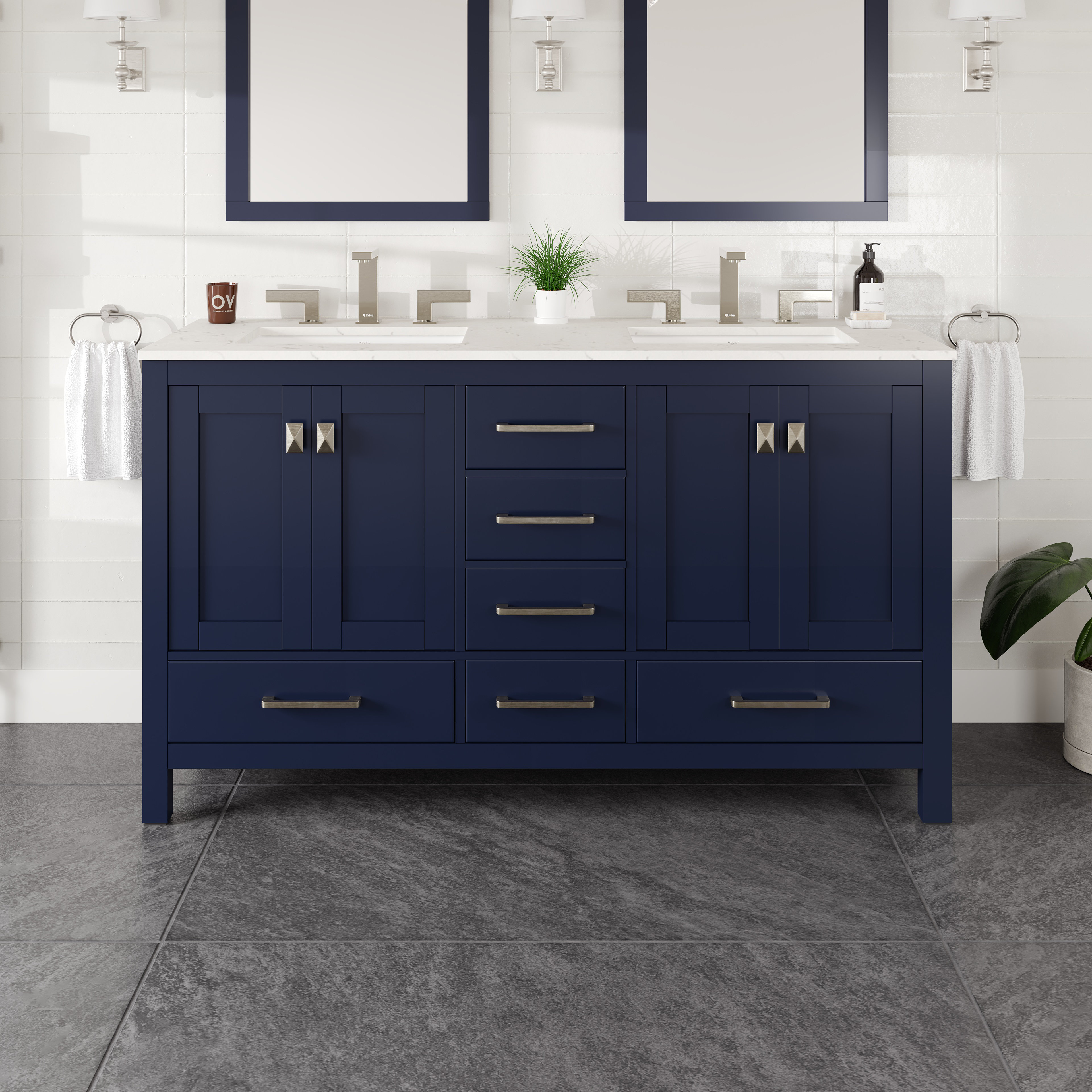 Ebern Designs Minnich 60 Double Bathroom Vanity with Top | Wayfair