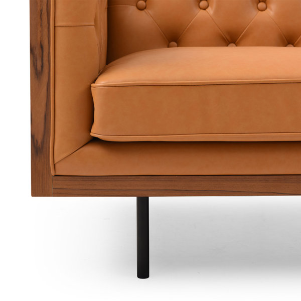 Corrigan Studio® Benita Vegan Leather Walnut Upholstered Sofa & Reviews ...