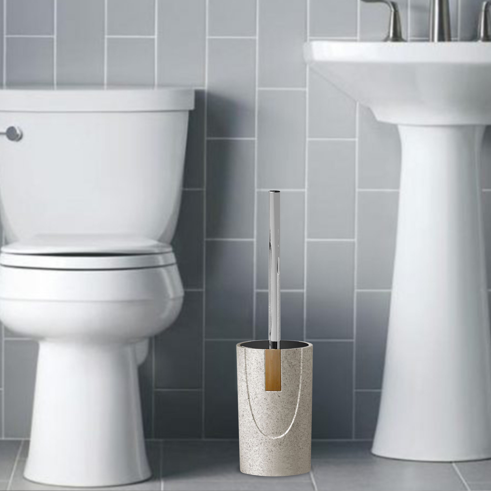 Tatara Group Brogan Bowl 7in. H Free Standing Toilet Brush and Holder ...