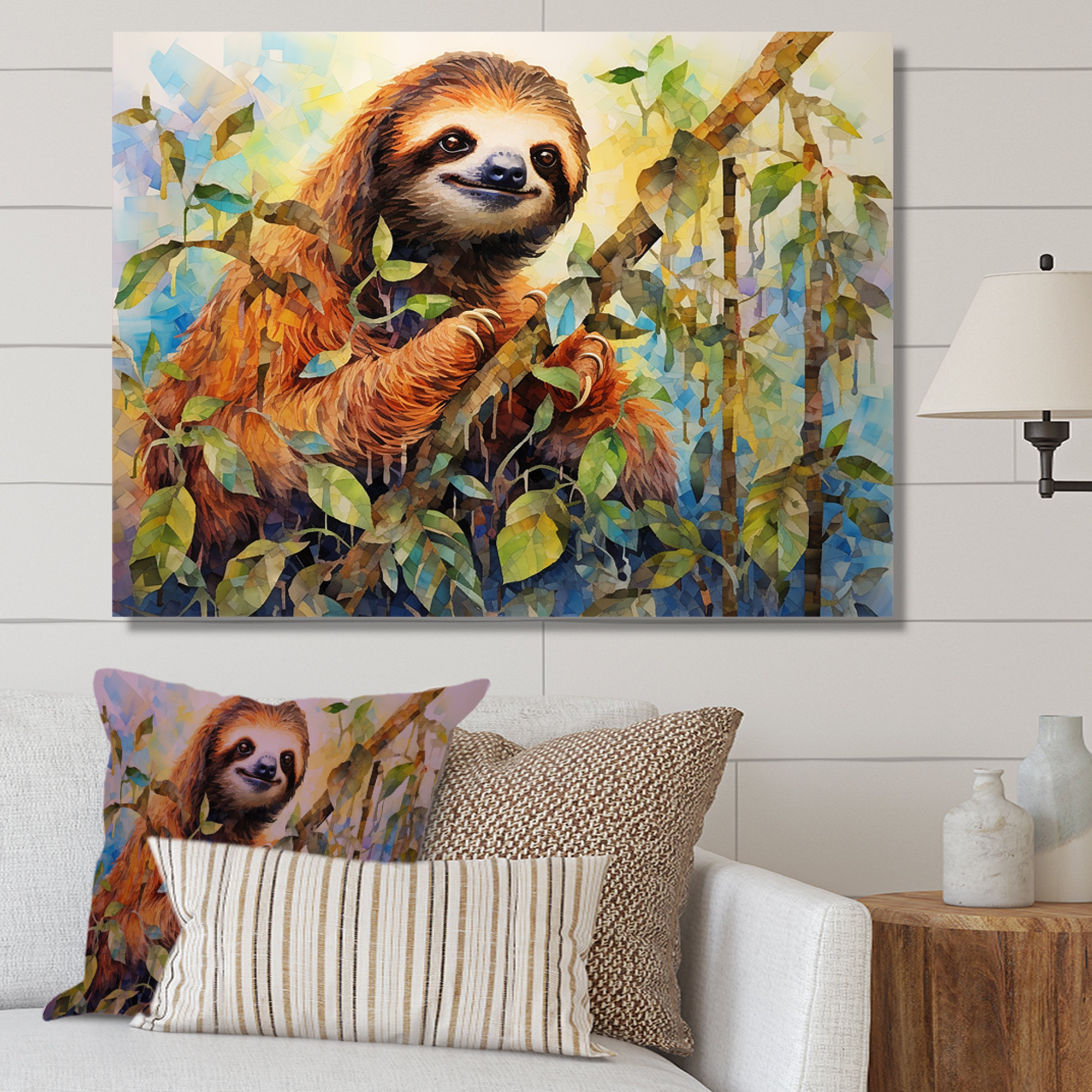 Design Art Mellow Climbing Sloth I On Canvas Print | Wayfair