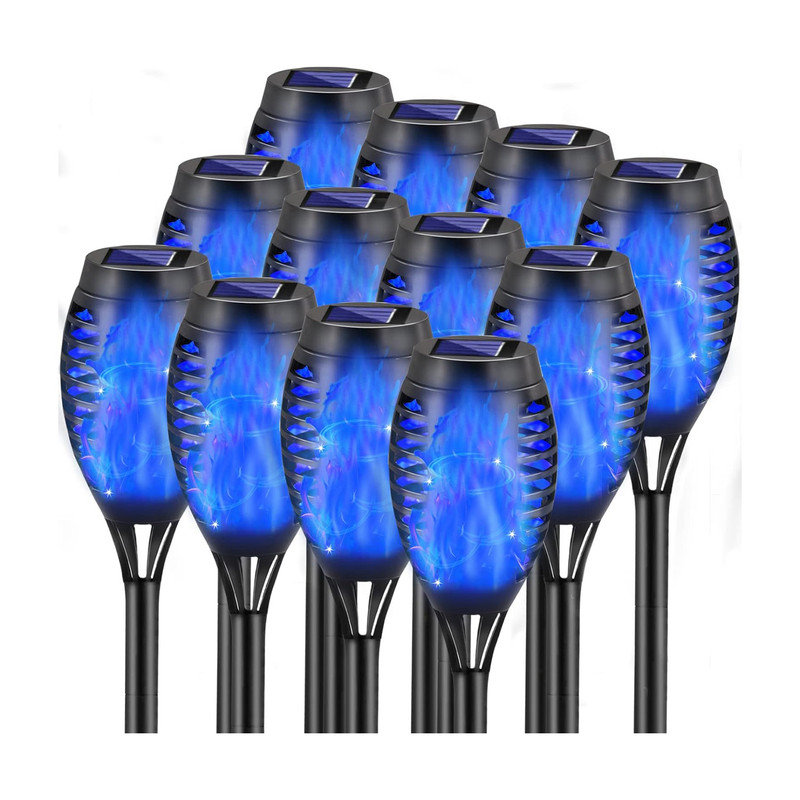 JASODI Outdoor Solar, 12 Pack Solar Torch Lights with Flickering Flame ...