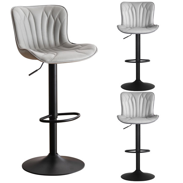 Corrigan Studio® Swivel Adjustable Height Bar Stools, Faux Leather ...