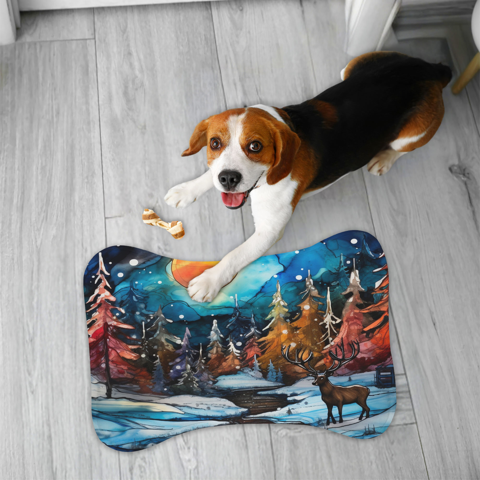 MentionedYou Cold Ink Scenery - 1 Piece Bone Shape Feeding Mat | Wayfair