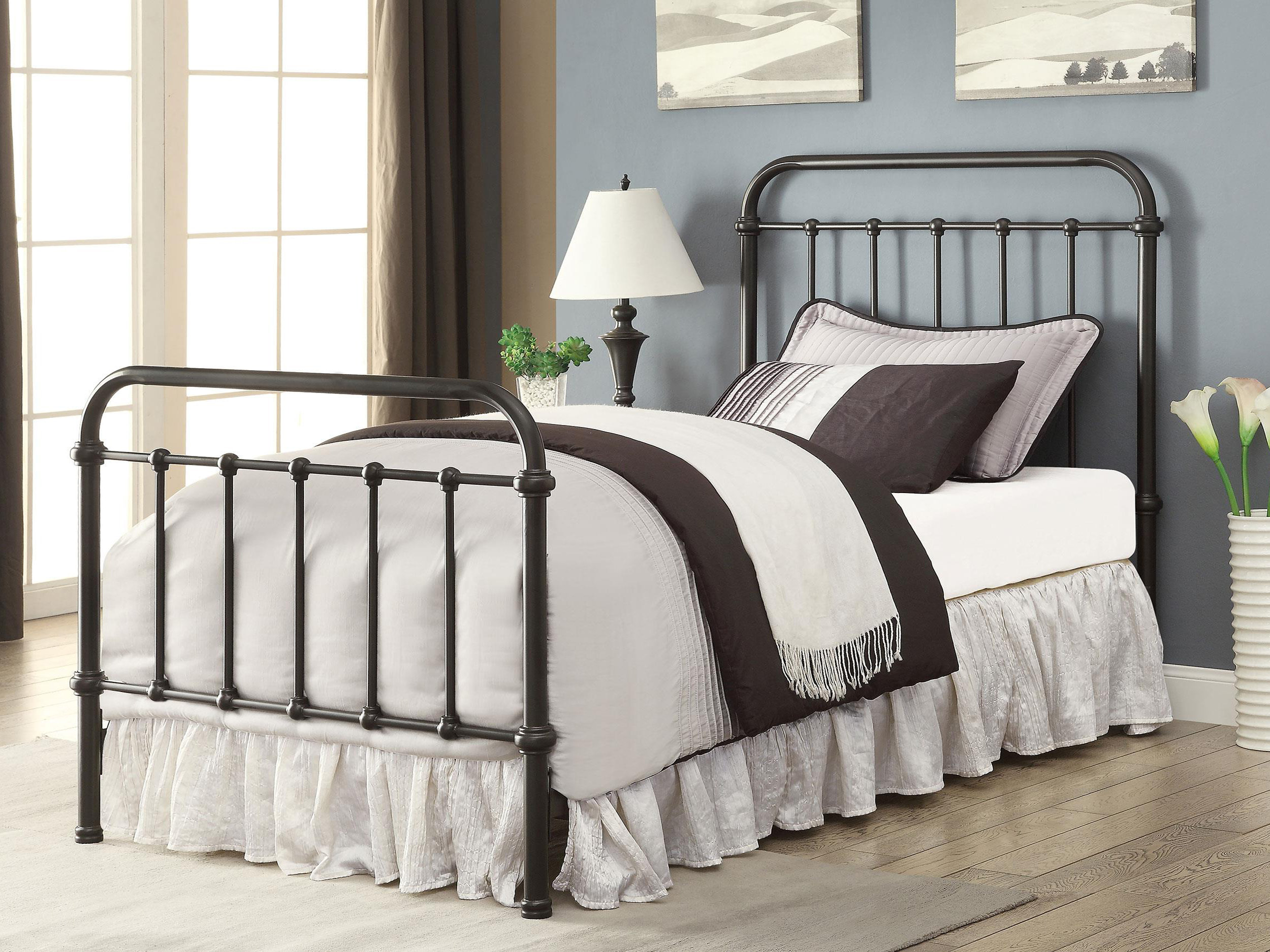 August Grove Metal Full Open Frame Bed Dark Bronze | Wayfair