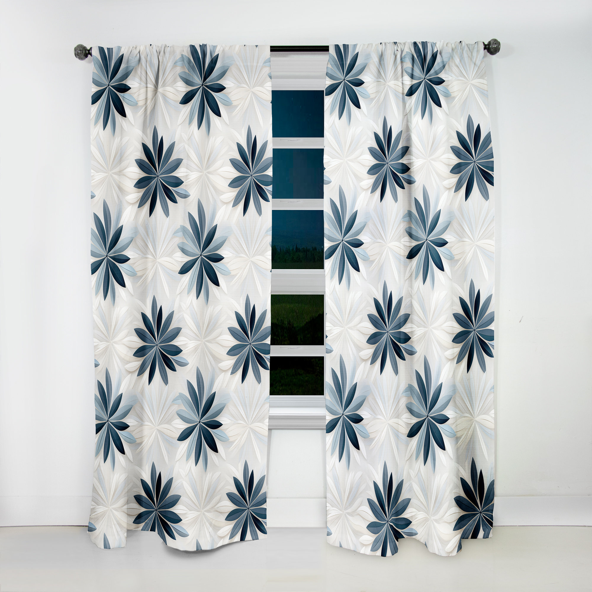 Design Art Nordic Tranquility - Geometric Curtain Panels | Wayfair