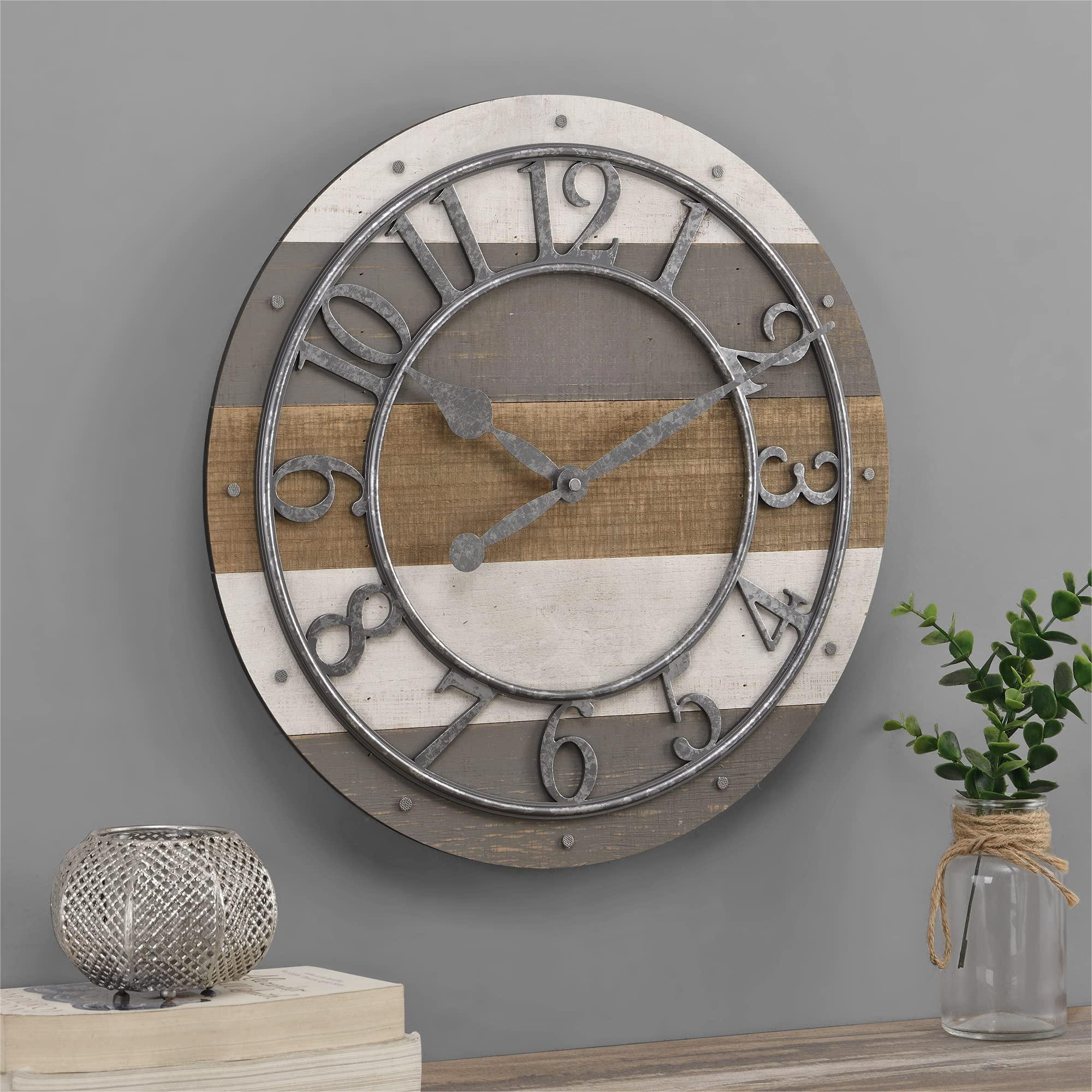 Gracie Oaks Multicolor Shabby Pallet Wall Clock, Vintage Decor For ...