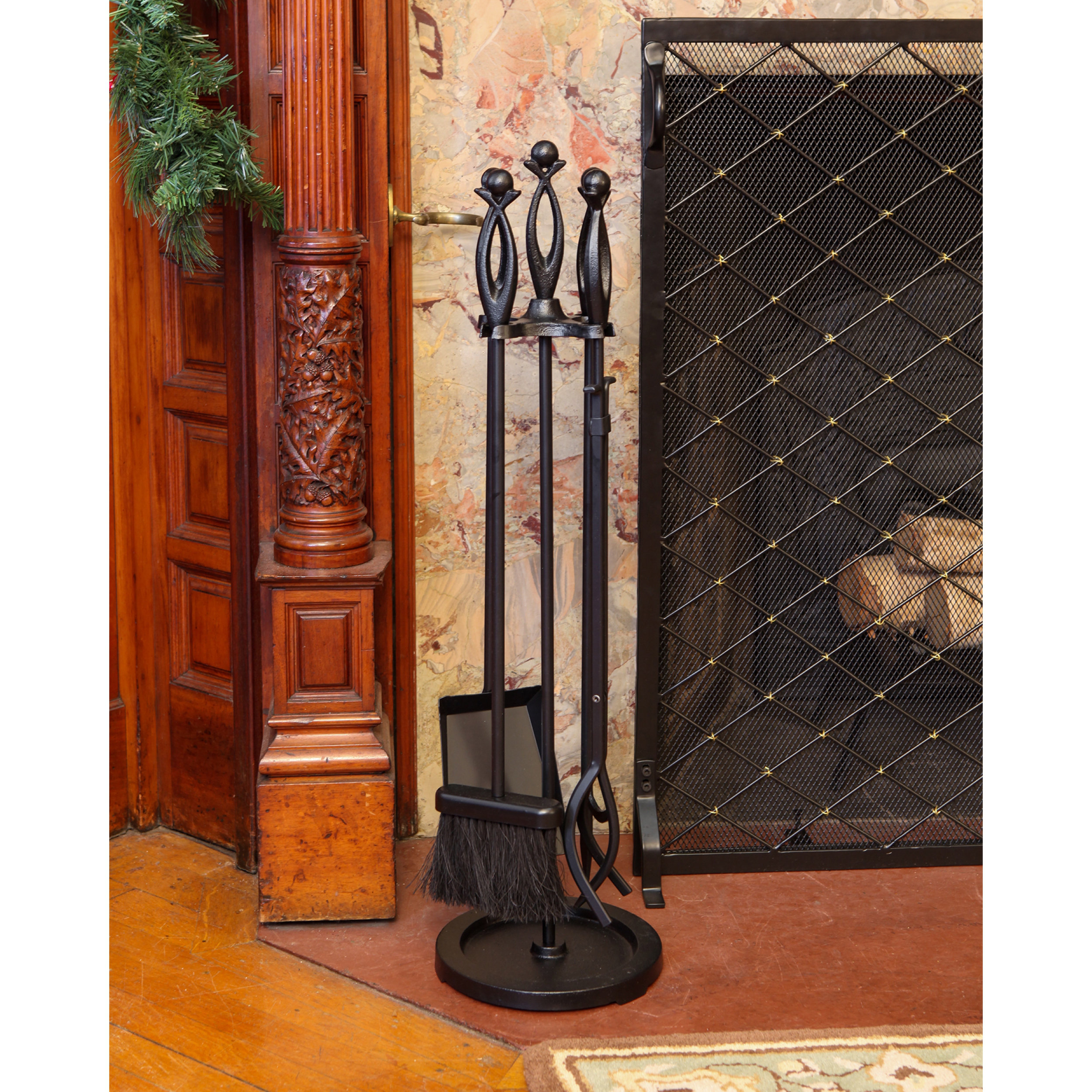 Red Barrel Studio® Theia 4 Piece Wrought Iron Fireplace Tool Set ...