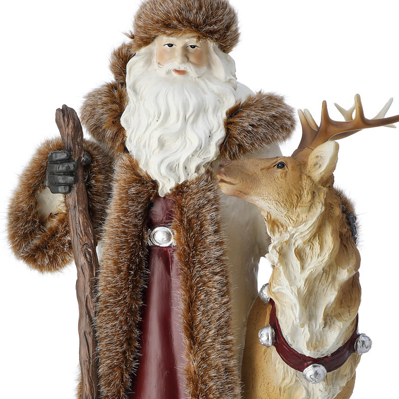 The Holiday Aisle® 15" Resin Regents Park Santa With Deer | Wayfair