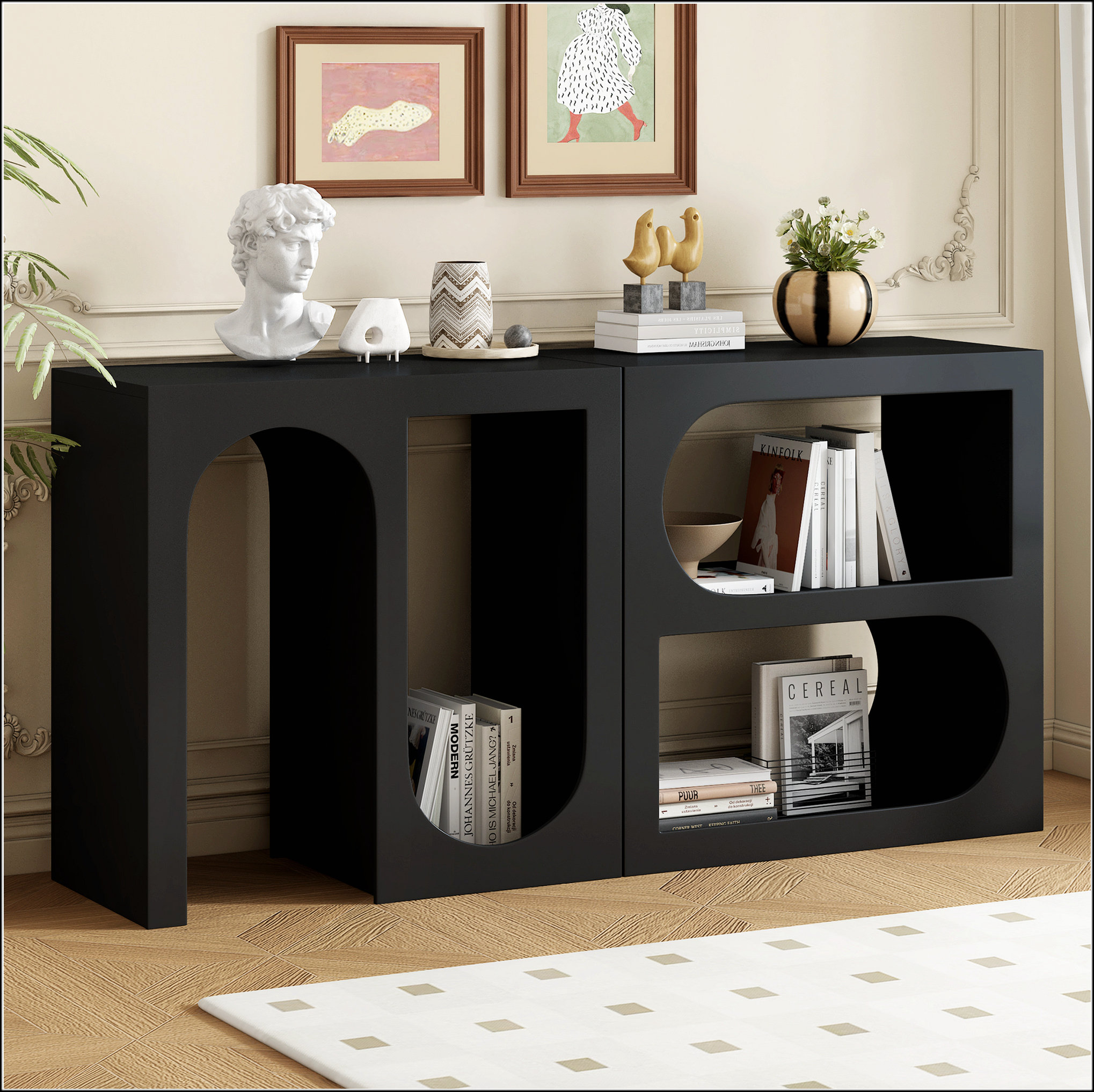 Ivy Bronx Modular Entryway Console Table with Rectangular Exterior and ...