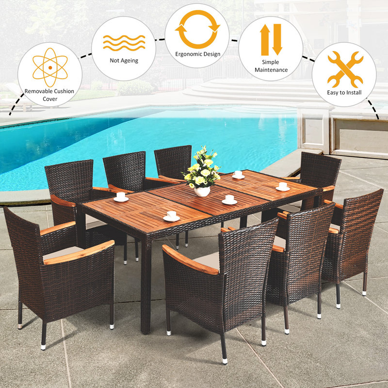 Red Barrel Studio® Uppsala 8 - Person Rectangular Outdoor Dining Set ...