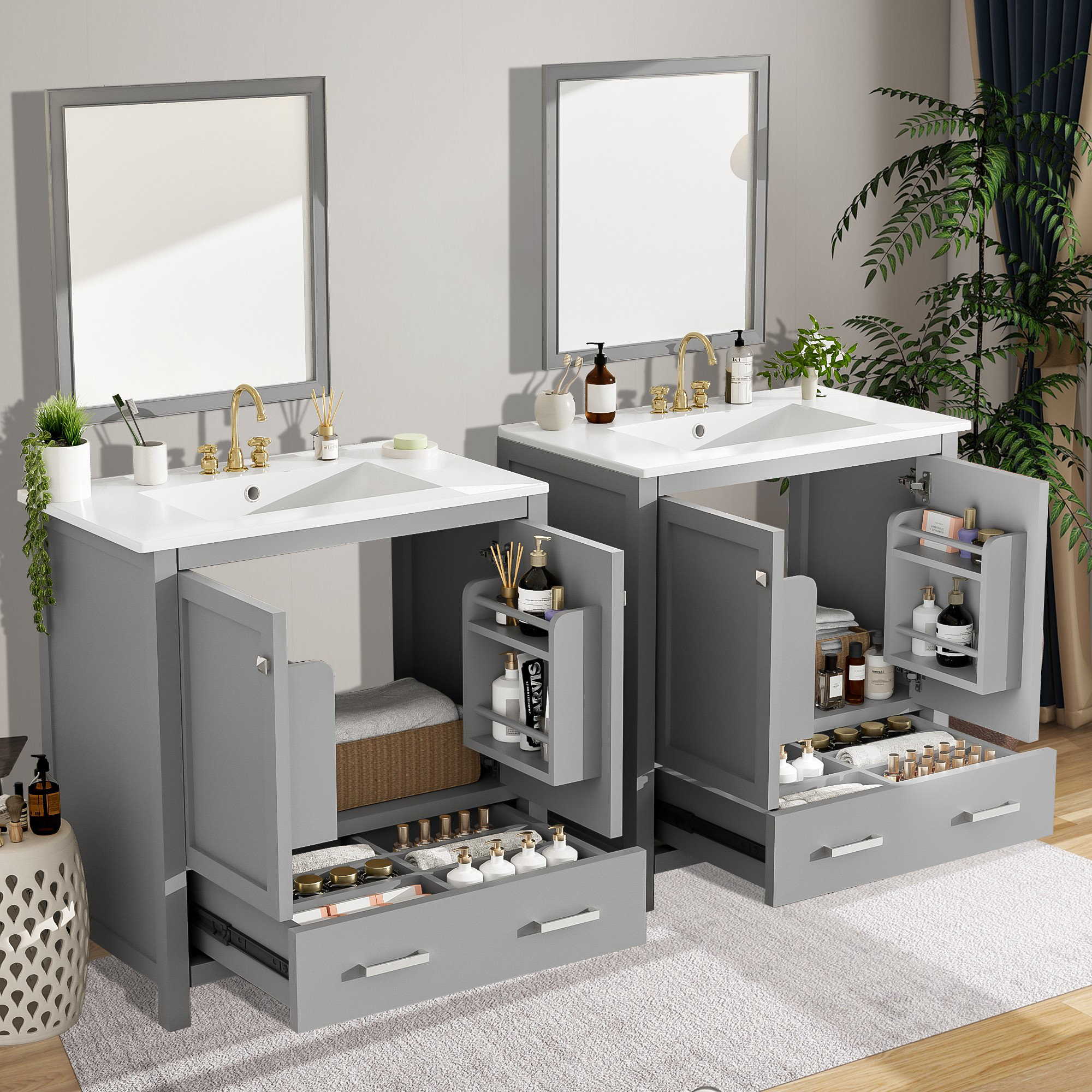 Red Barrel Studio® 60" Bathroom Vanity Set With Double Separate ...