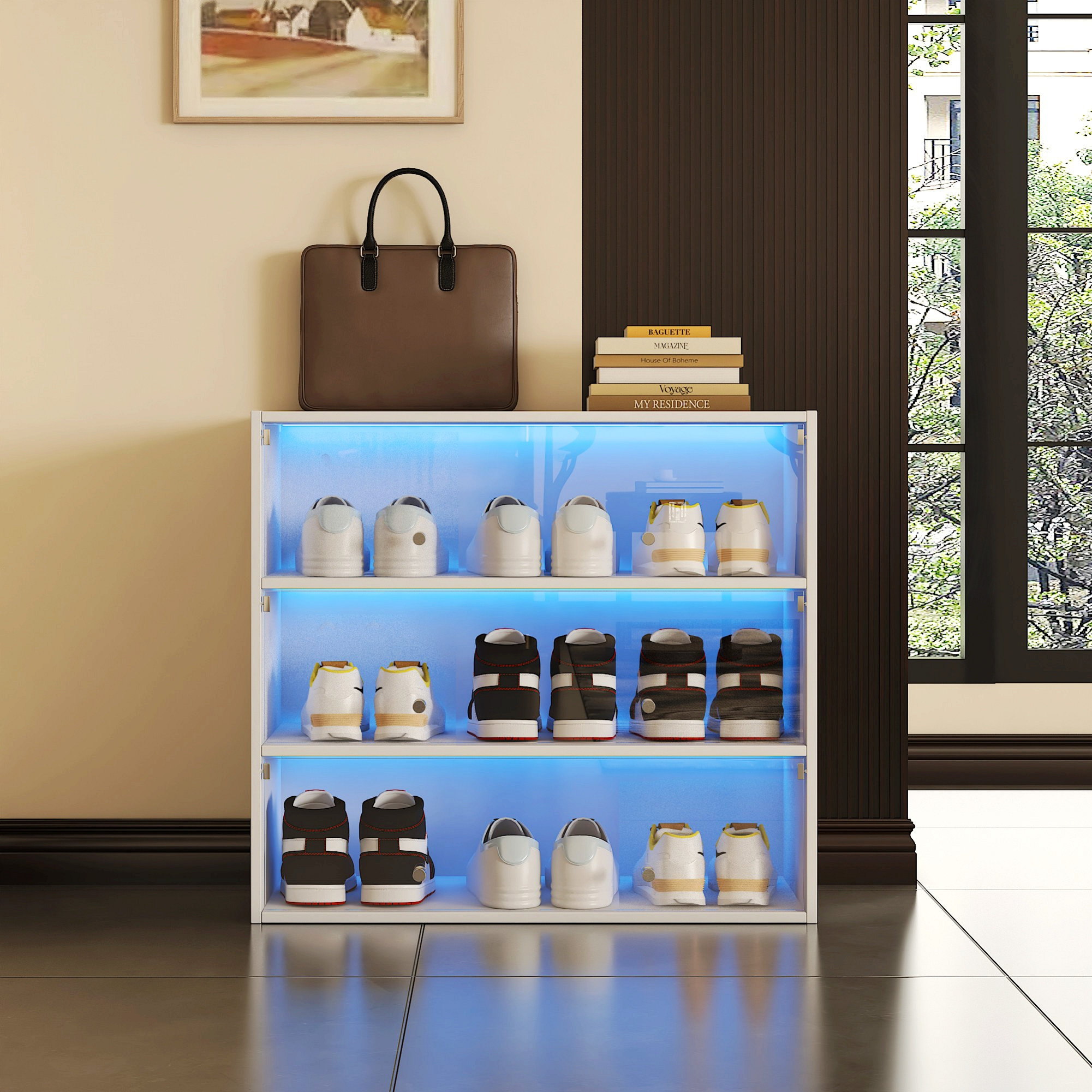 George Oliver Shoe Box Shoe Storage Cabinet With RGB Led Light And ...