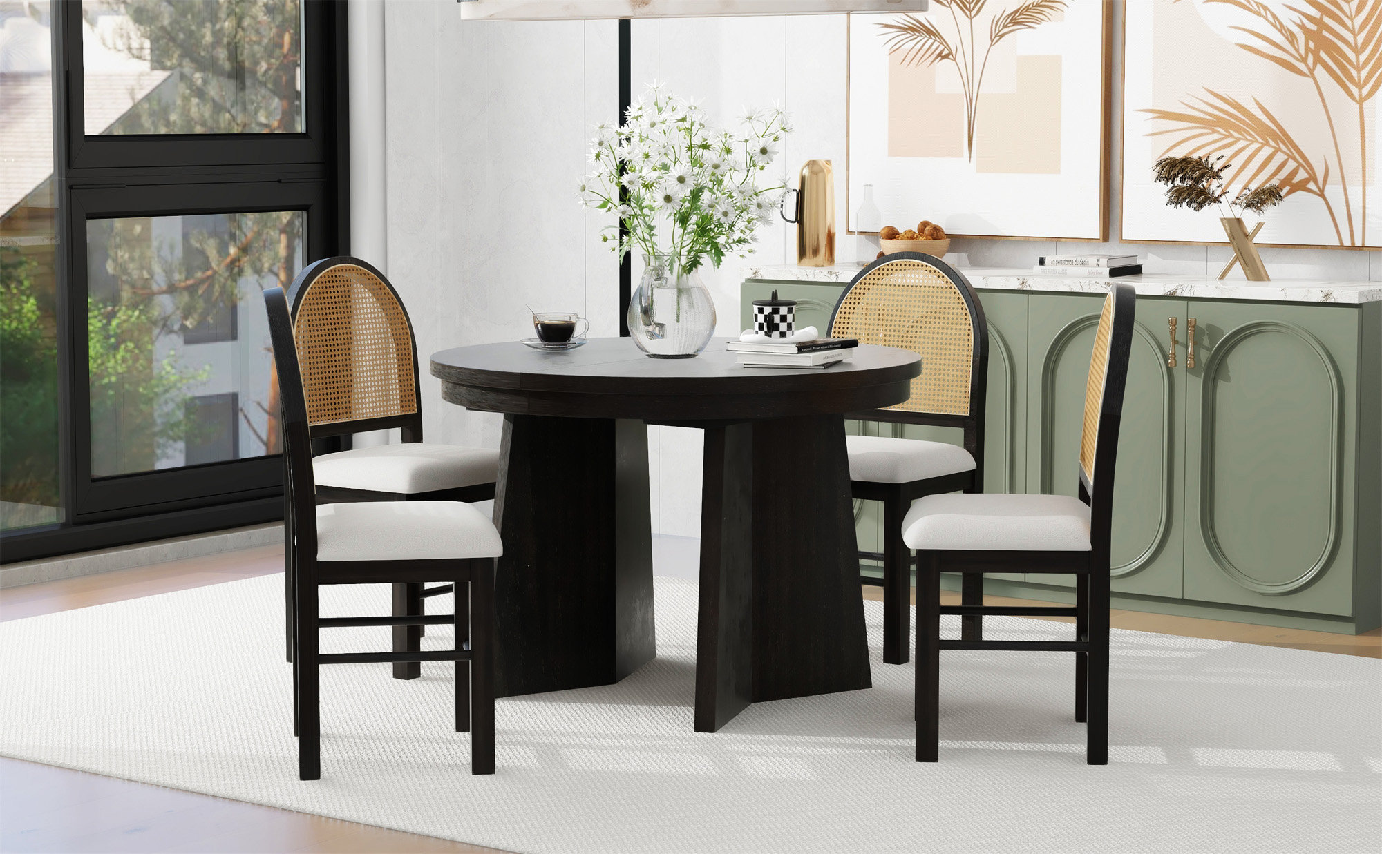 Bay Isle Home™ 5-Piece Retro Functional Dining Set With 1 Extendable ...