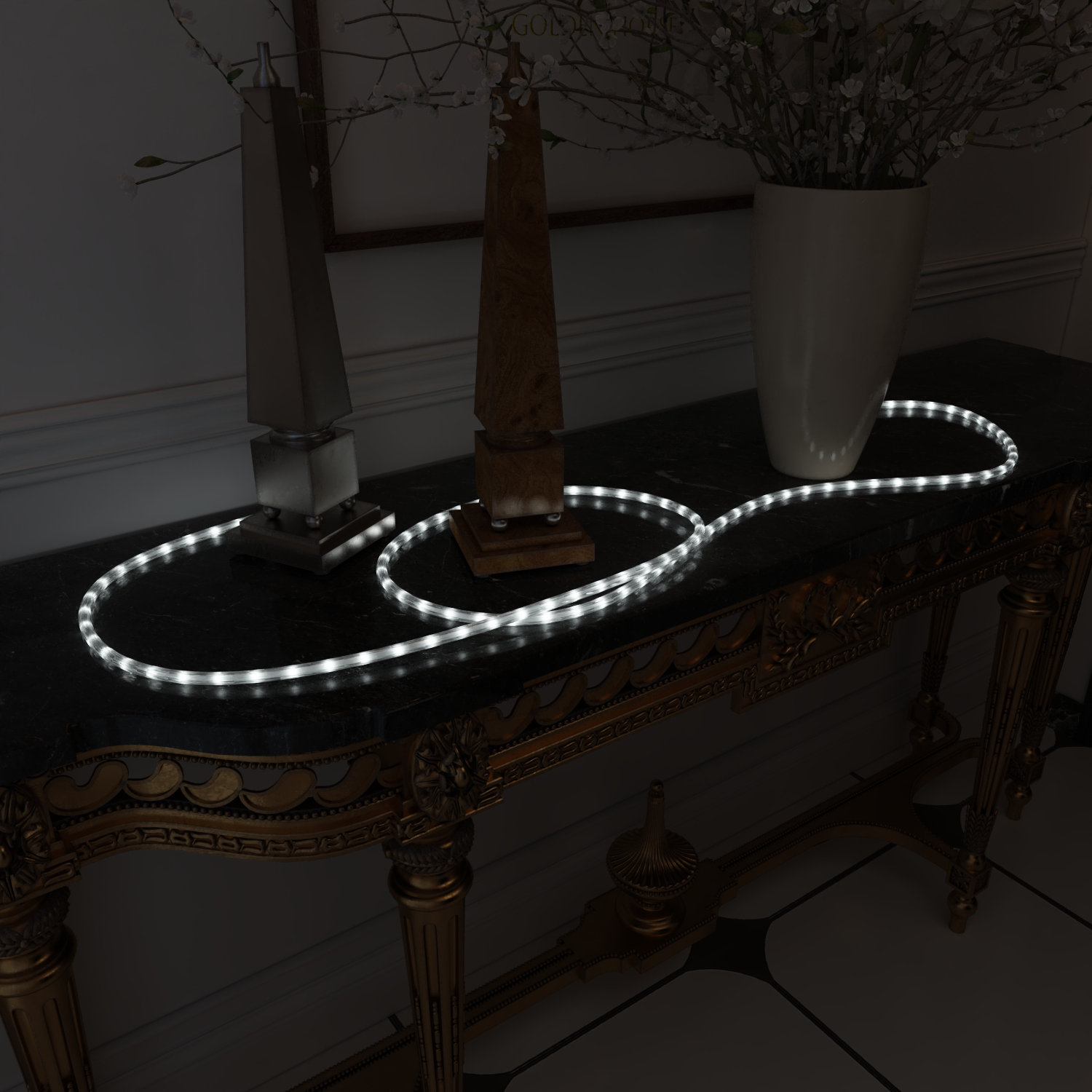 The Holiday Aisle® 98.4FT LED Rope Light White (6500K), 120V Plug-in ...