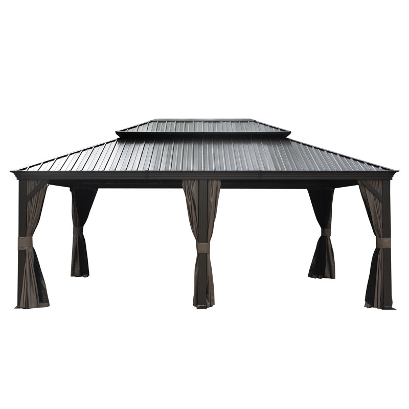 domi outdoor living 14 Ft. D x 20 Ft. W Galvanized Steel Patio Gazebo ...