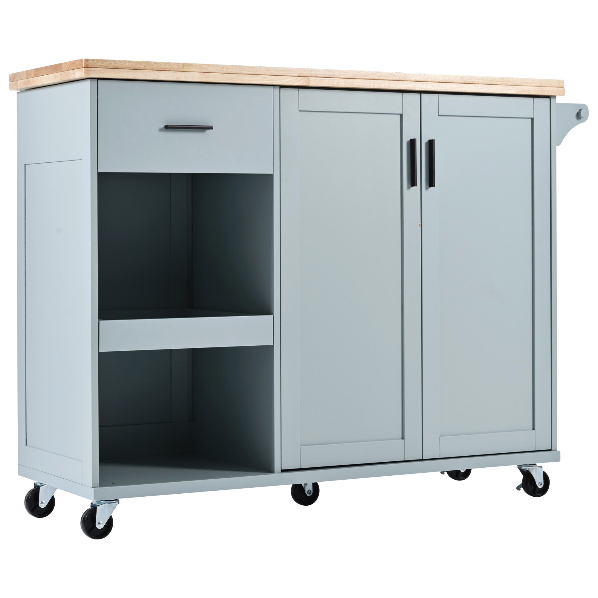 Ebern Designs Kitchen Island With Foldable Countertop And Abundant ...