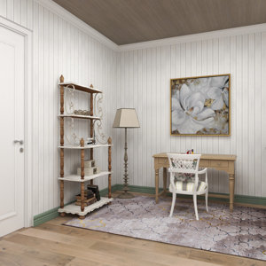 August Grove® Baring White Wood 5 Shelves Scroll Shelving Unit with ...