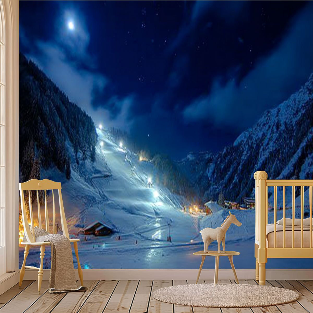 East Urban Home Peel and Stick Wallpaper Wall Mural winter ski resort ...