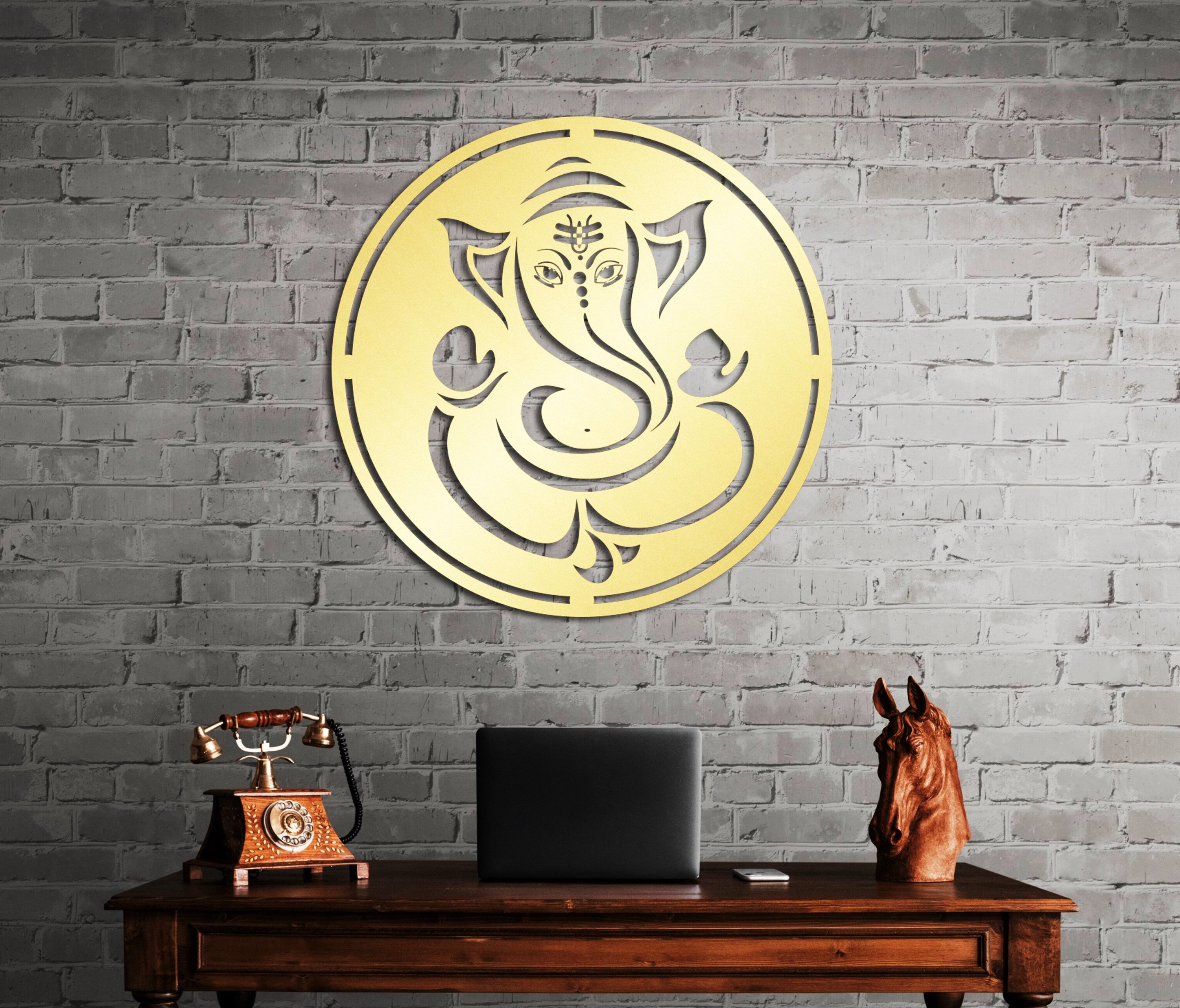 Bungalow Rose Metal Ganesha Wall Hanging Décor, Ganapati Metal Wall Art ...