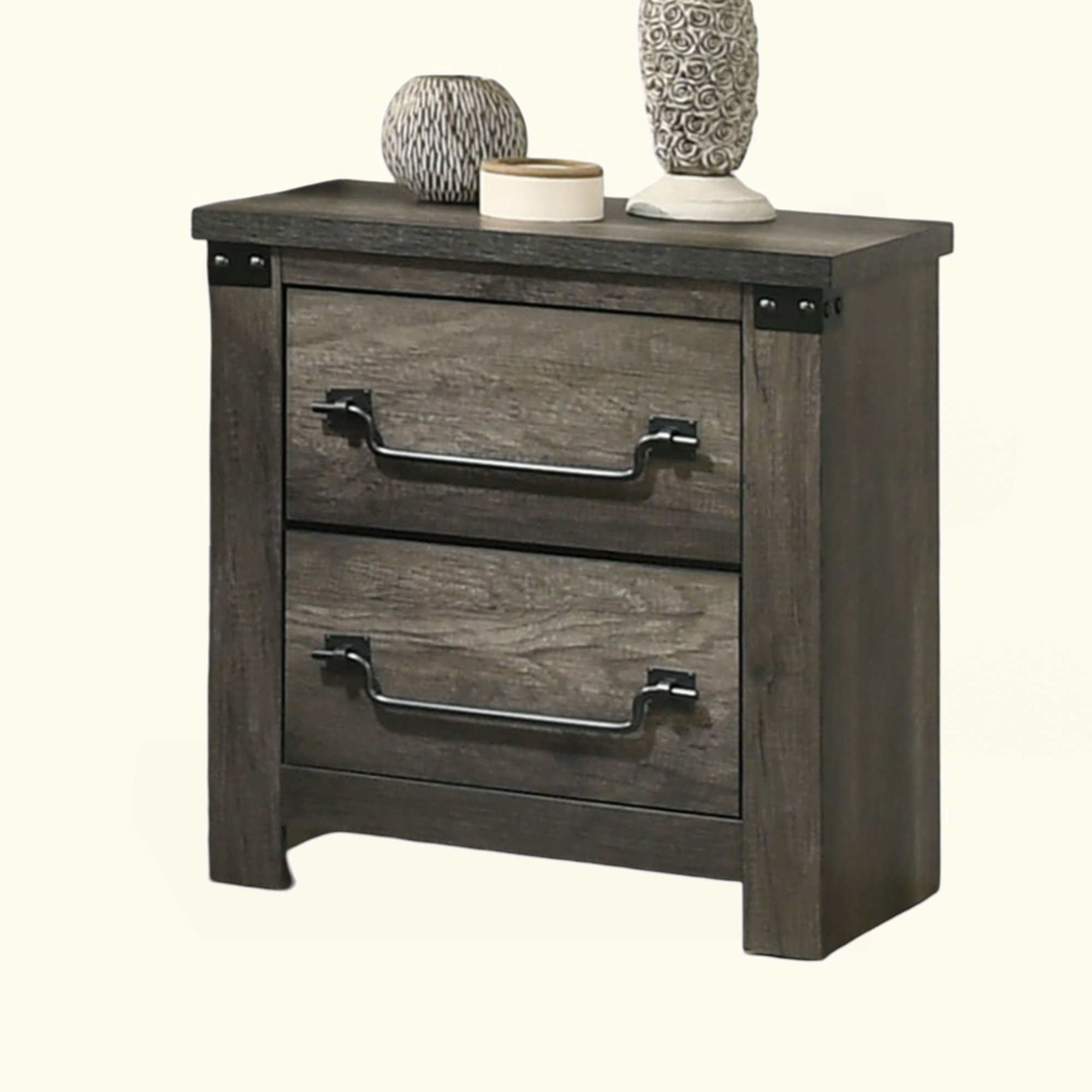 Tech Cube Farmhouse Rustic Gray Bedside Table Bedroom 1Pc Nightstand ...