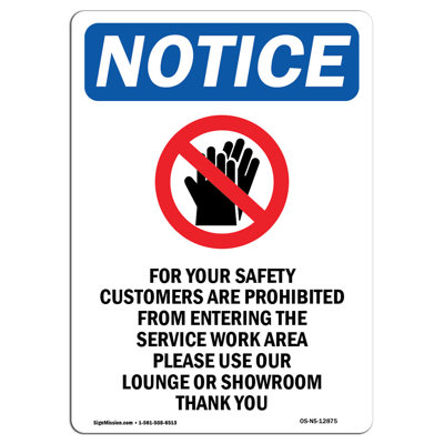 SignMission For Your Safety Customers Sign with Symbol | Wayfair