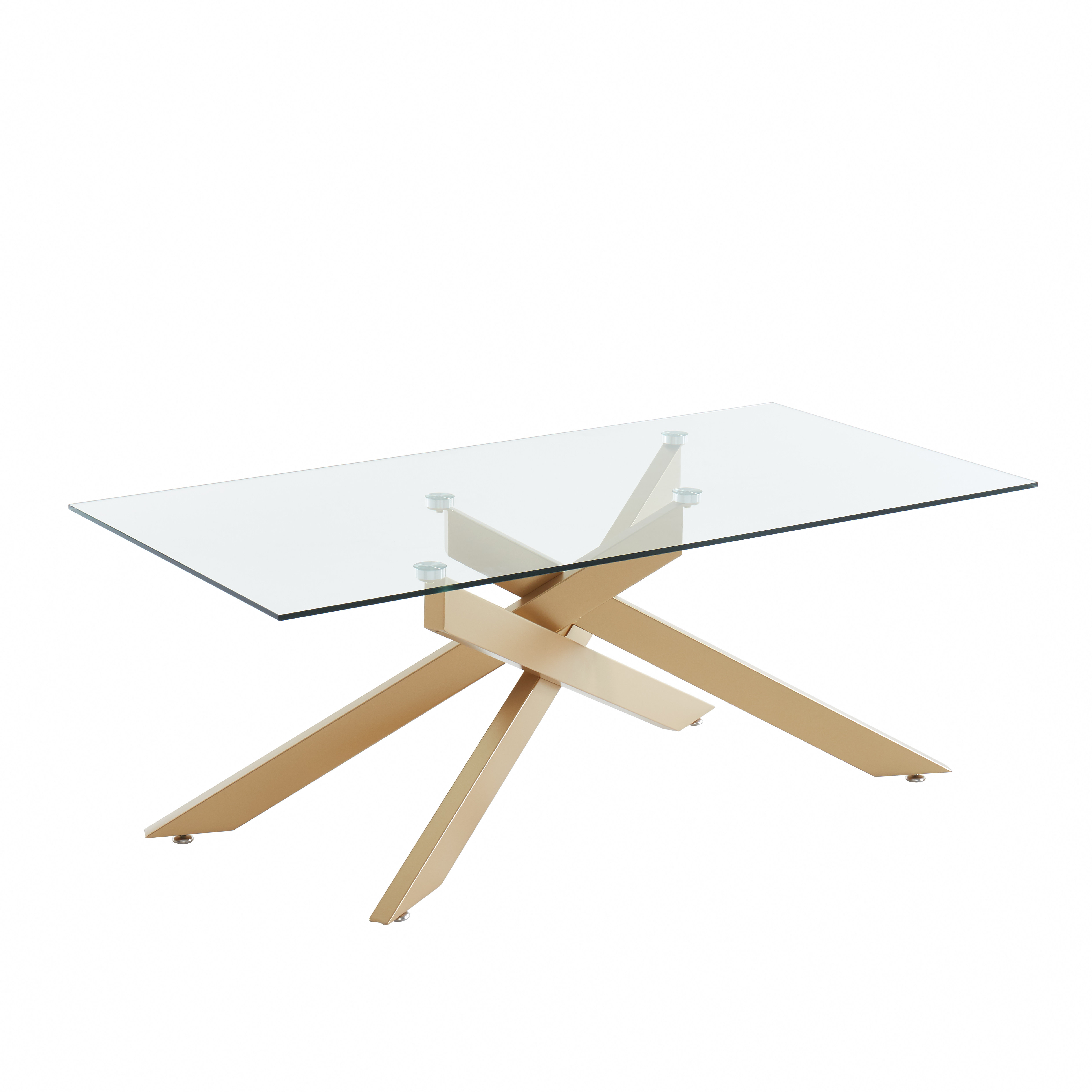 Everly Quinn Glass Top Cross Legs End Table Set | Wayfair