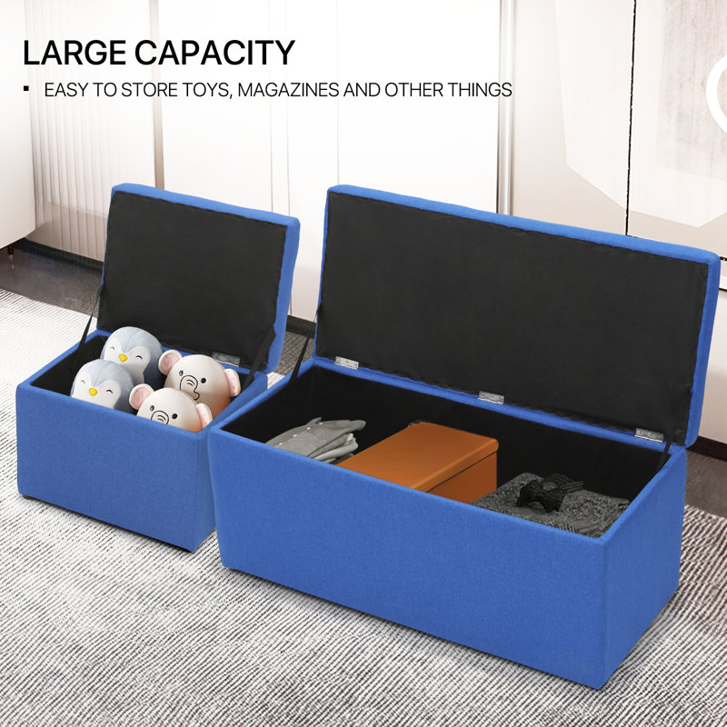 MoNiBloom Upholstered Storage Ottoman Bench Set, Button Tufted Storage ...