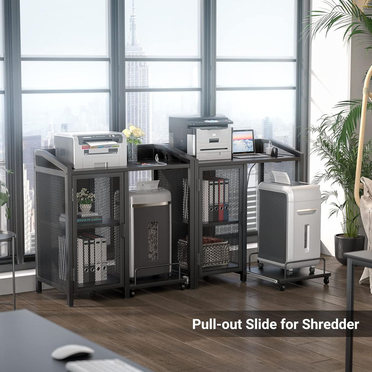 BY Family Modern Vertical File Cabinet With Paper Shredder Stand, Built ...