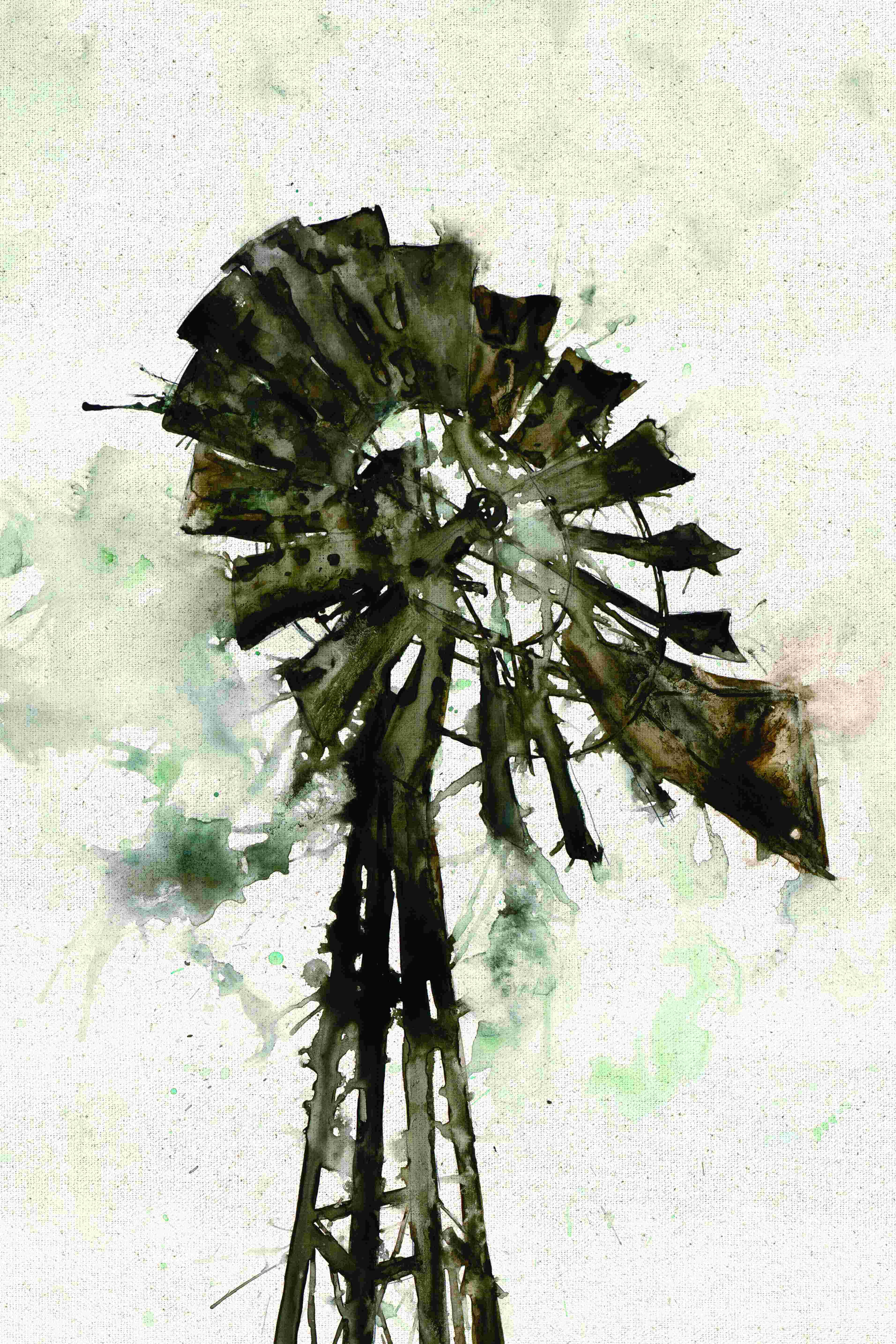 August Grove® Watercolor Windmill Abstract | Wayfair