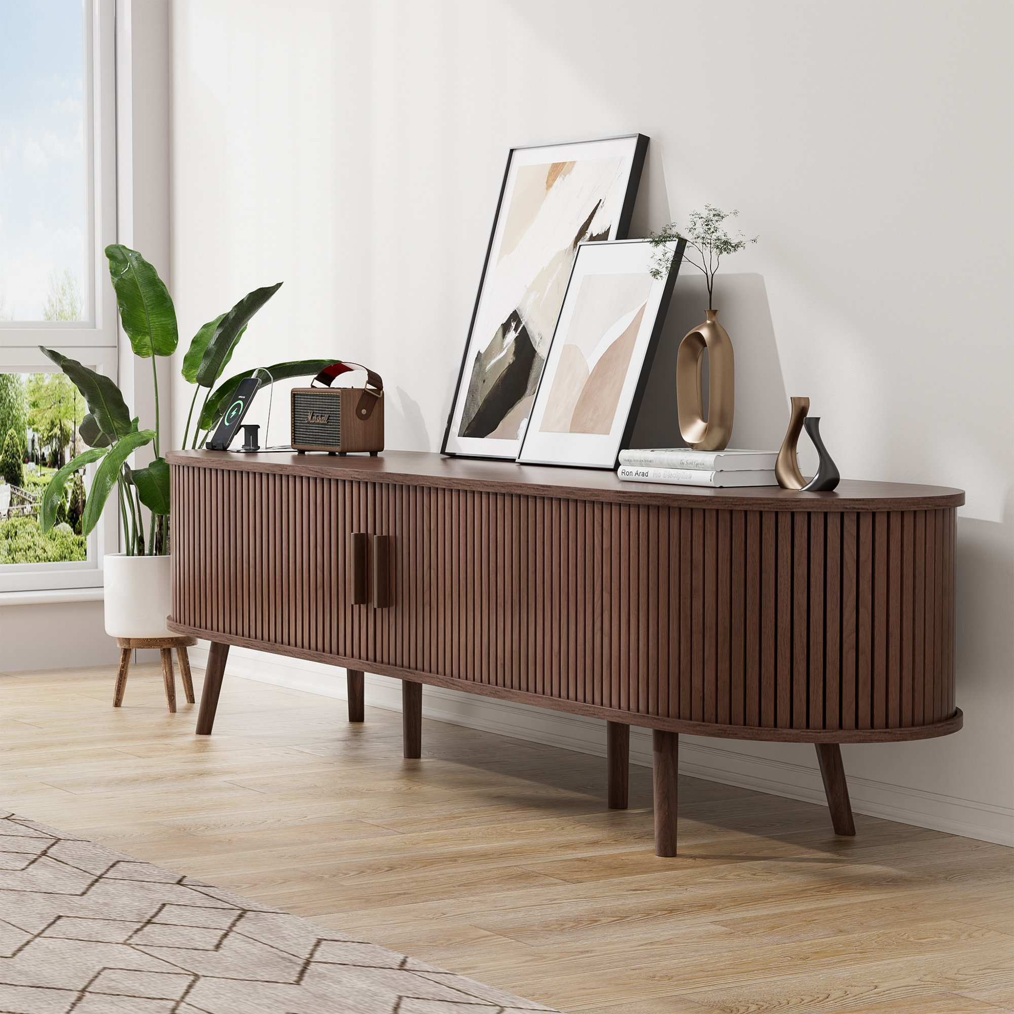 George Oliver Chader Modern Wood 69" TV Stand for TVs up to 75" with ...