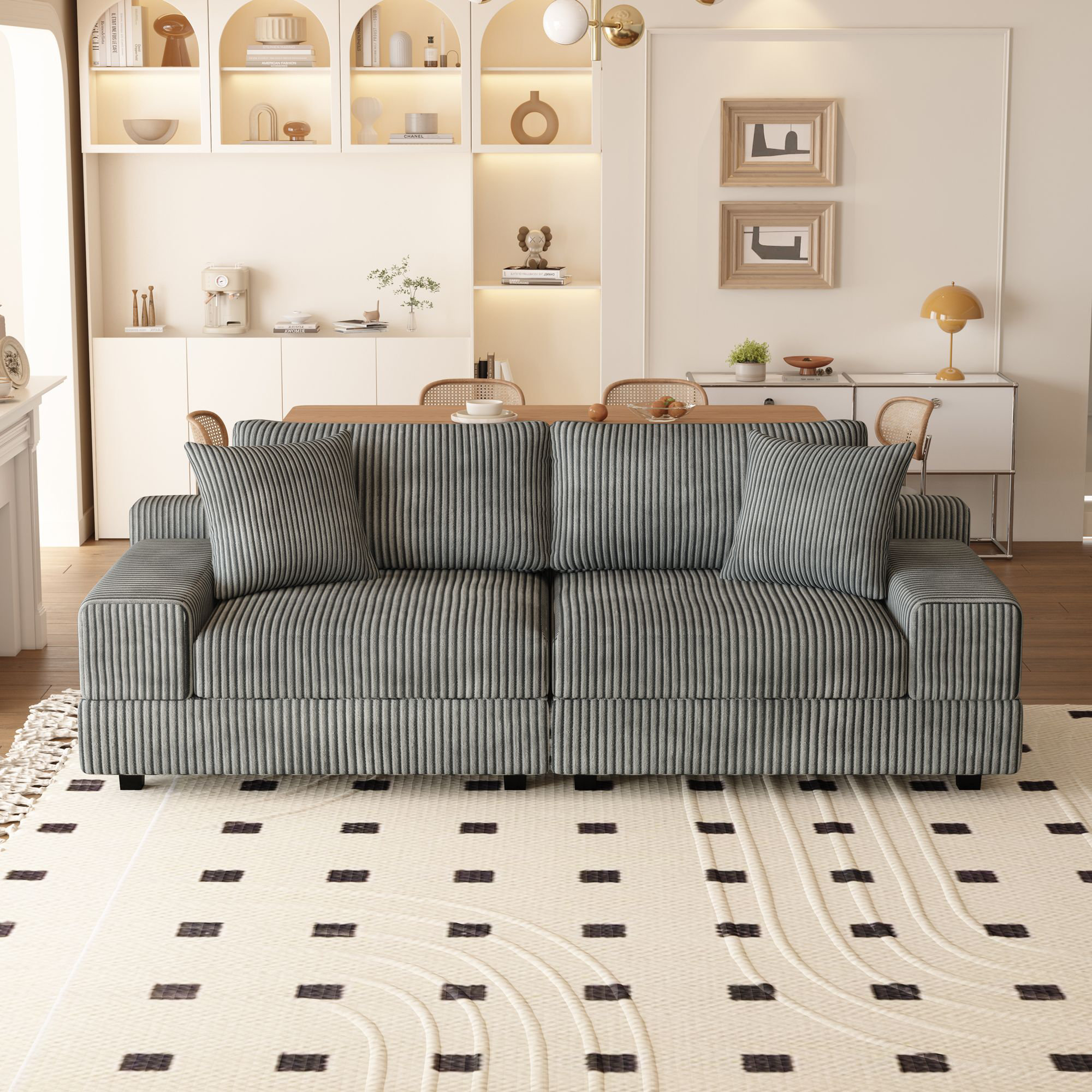 Mercer41 Corduroy Sofa Sectional Upholstered Couch Sleeper with Soft ...