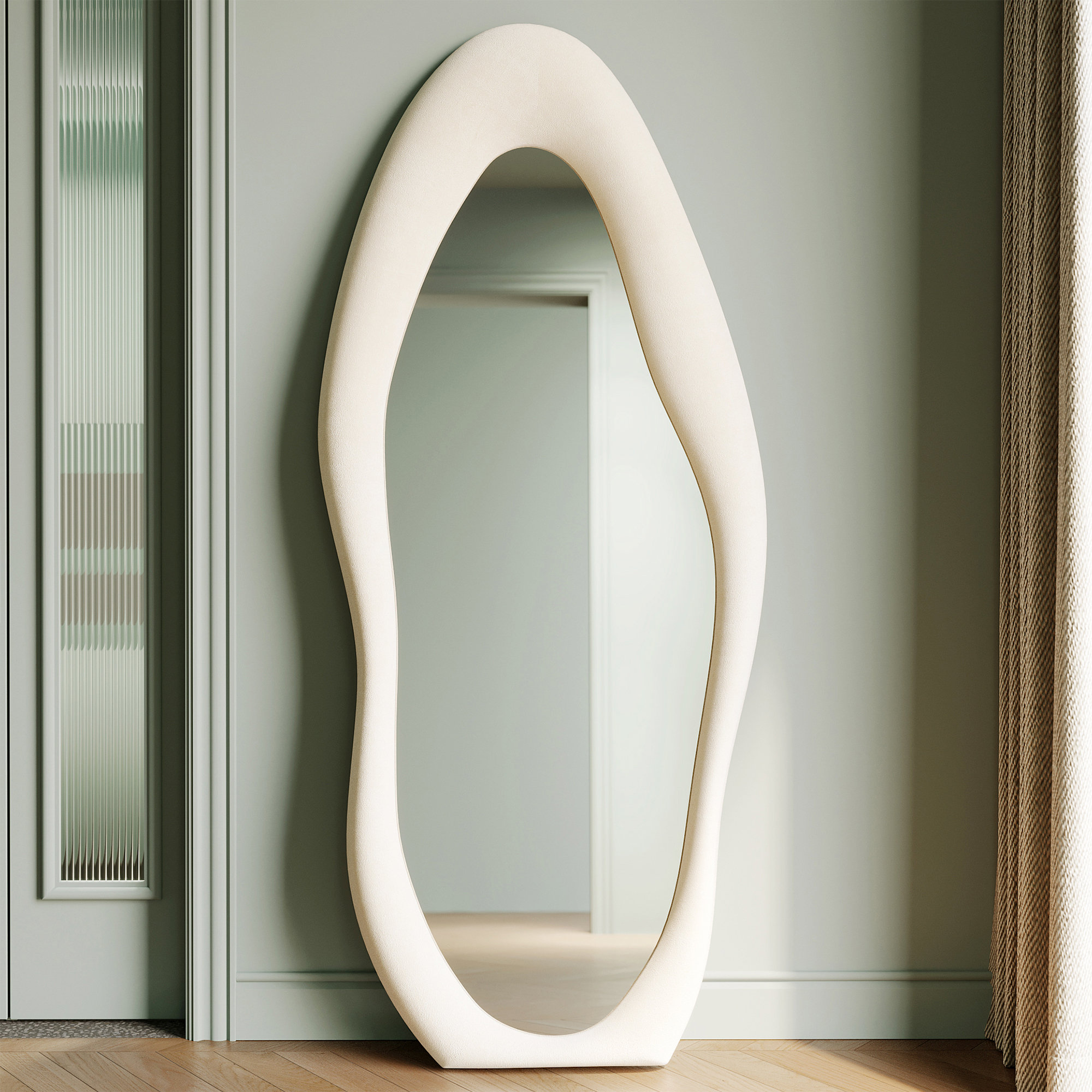 Wrought Studio Amon Full Length Mirror Wavy Mirror Floor mirror ...