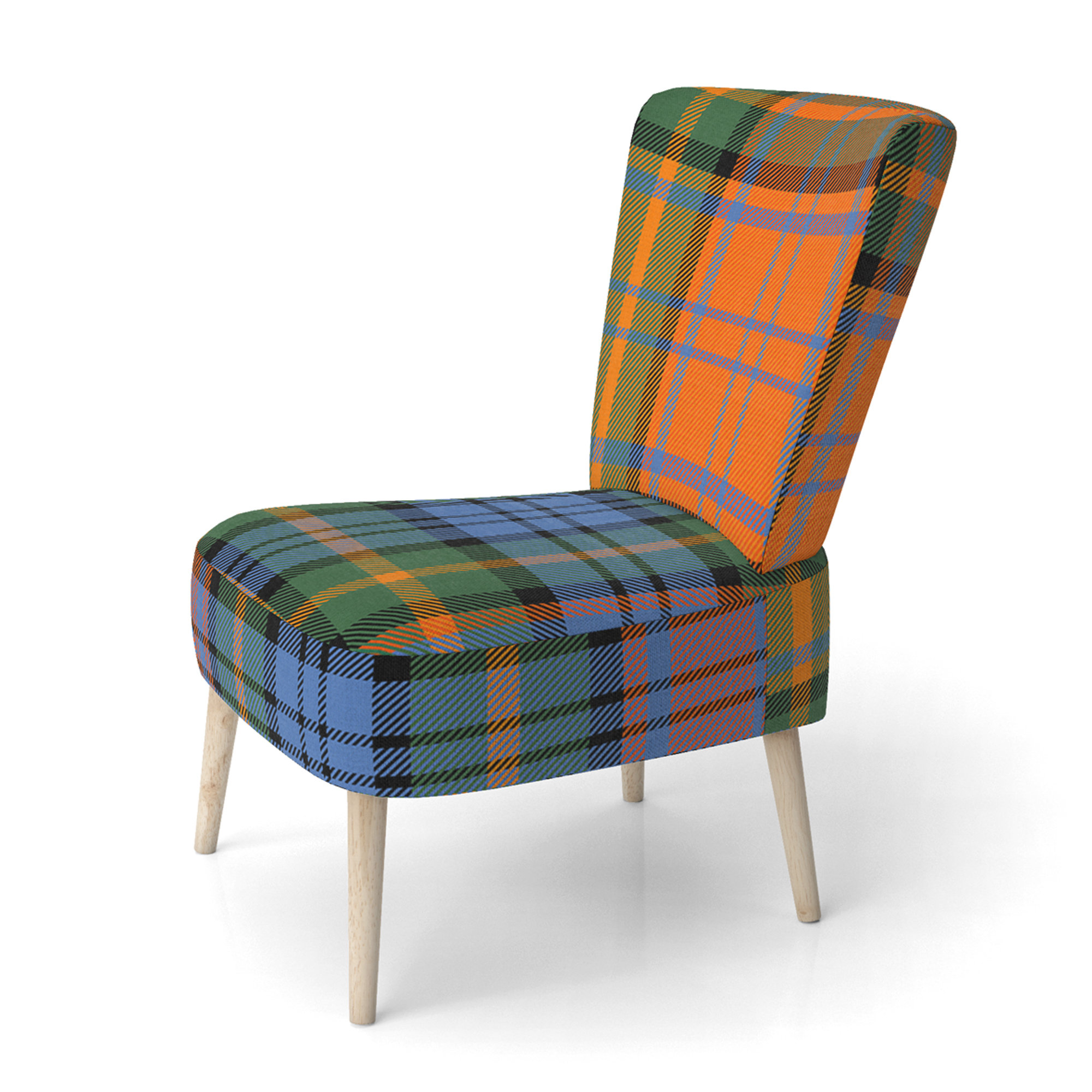 Orren Ellis Green And Orange Checked Tartan - Upholstered Patterned ...