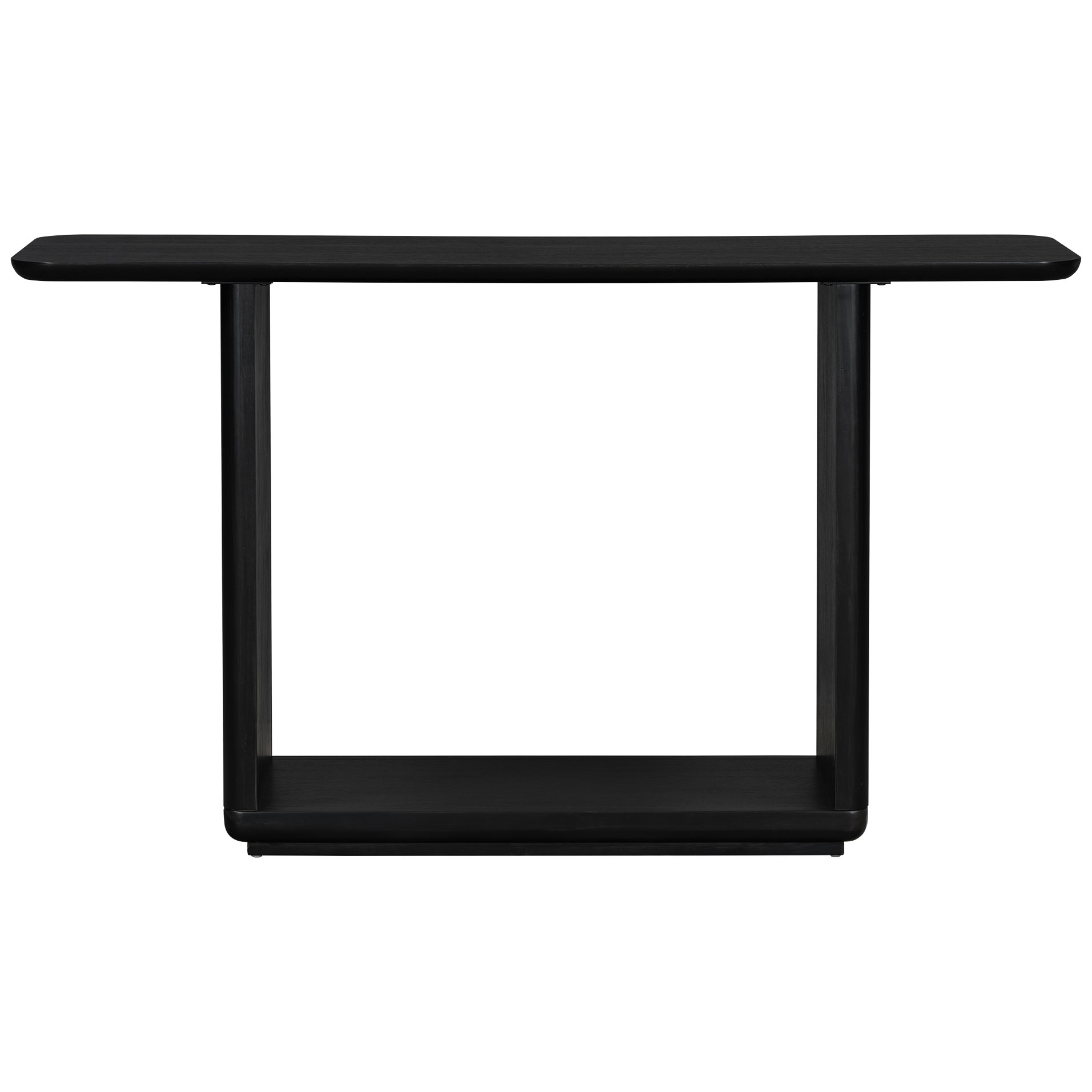 George Oliver Elegant Minimalist Console Table, Curved Corners Feature, Natural Wood Veneer ...