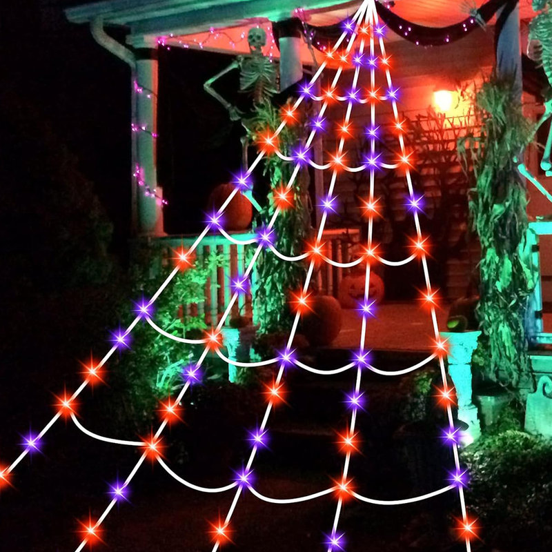 The Holiday Aisle® Halloween Spider Web Lights 150 LED Lighted Spider ...