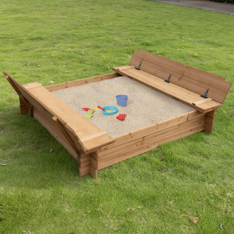 AIUEKES 48'' x 7.79'' Solid Wood Square Sandbox & Reviews | Wayfair