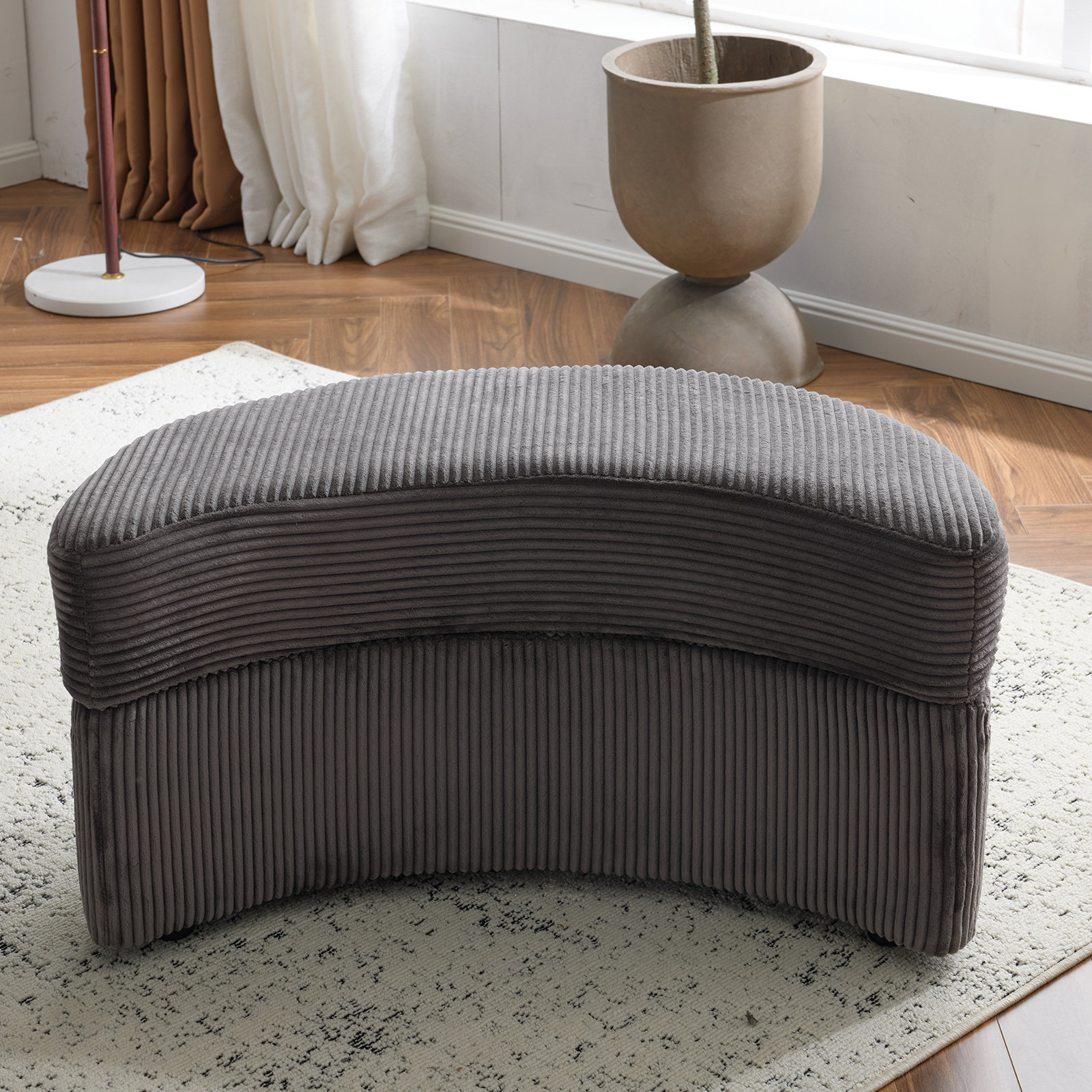 Mercer41 19"W Velvet Crescent Wedge Ottoman - Wayfair Canada