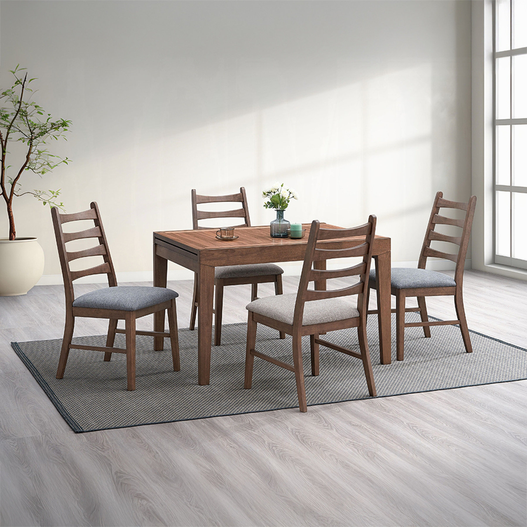 Corrigan Studio® 5pc Modern Dining Set Extendable Dining Table and 4x ...