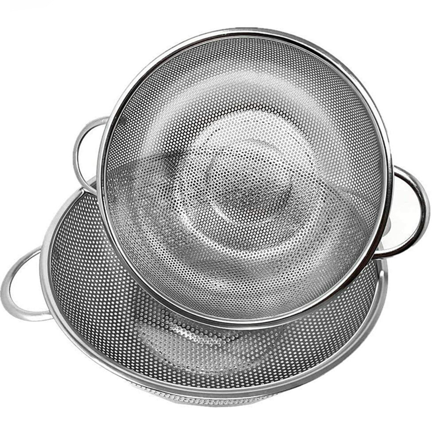 Tsyware 2 Piece Stainless Steel Mesh Micro-perforated Strainer Colander ...